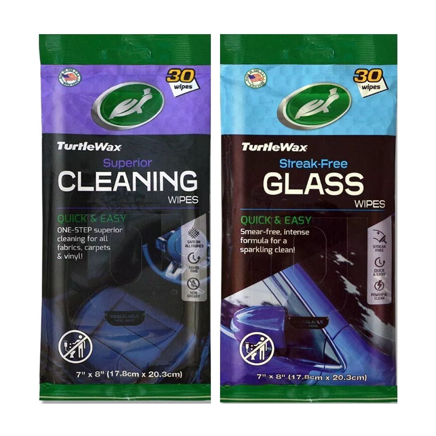 Turtle Wax Interior Cleaning Pouch With 30 Car Cleaning & Glass Wipes ...