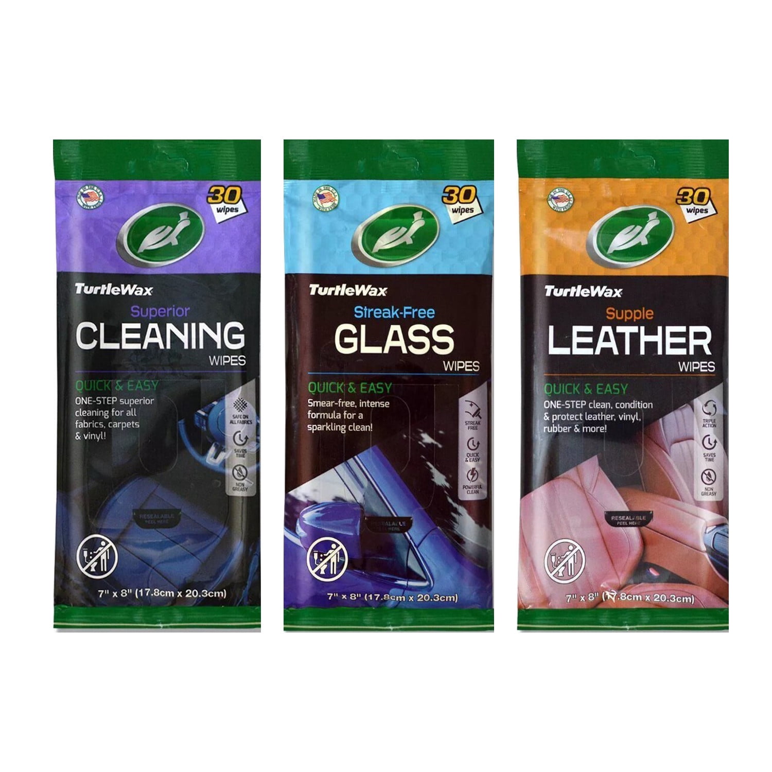 Turtle Wax Interior Cleaning Pouch With 30 Cleaning, Glass & Leather ...