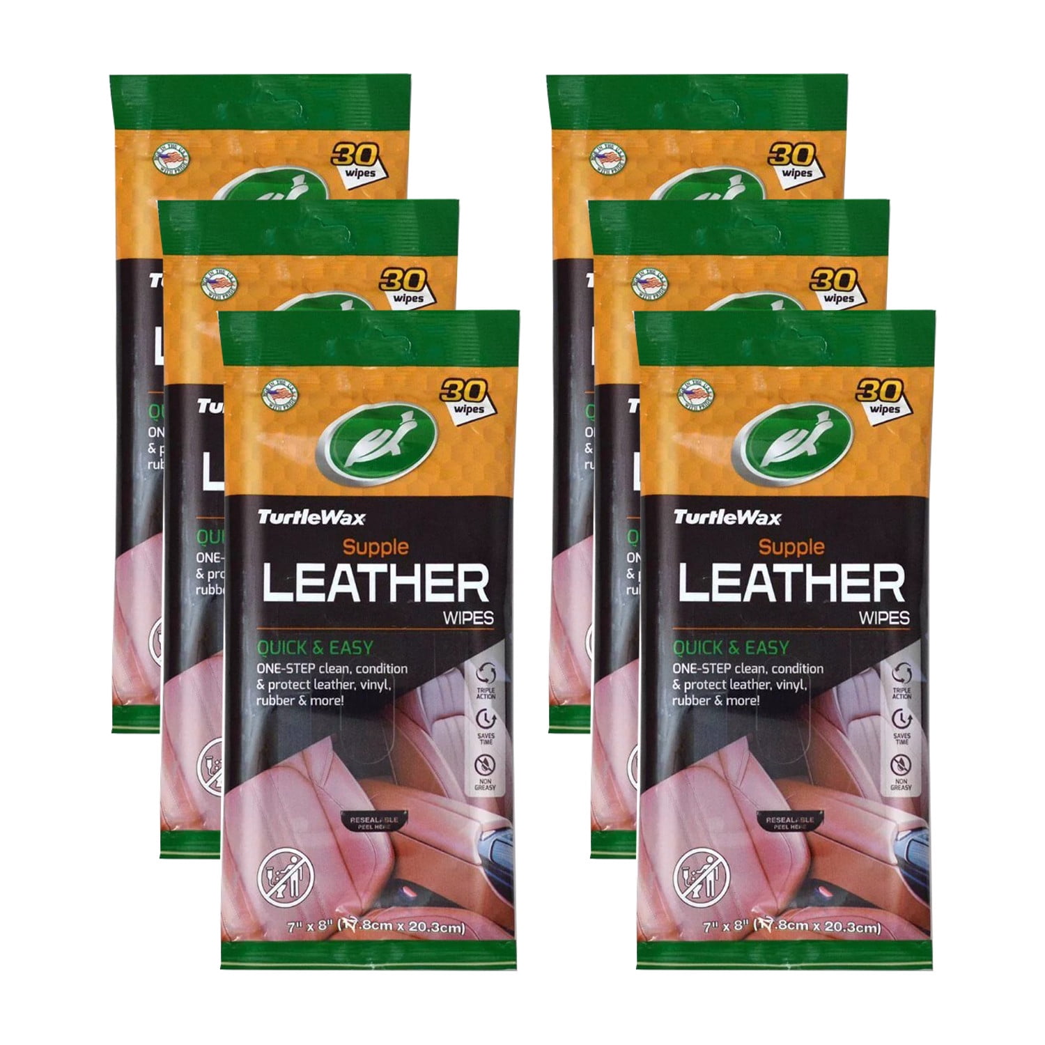 Turtle Wax Supple Leather Wipes, Pouch with 30 Wipes, 6 Packs - Walmart.com