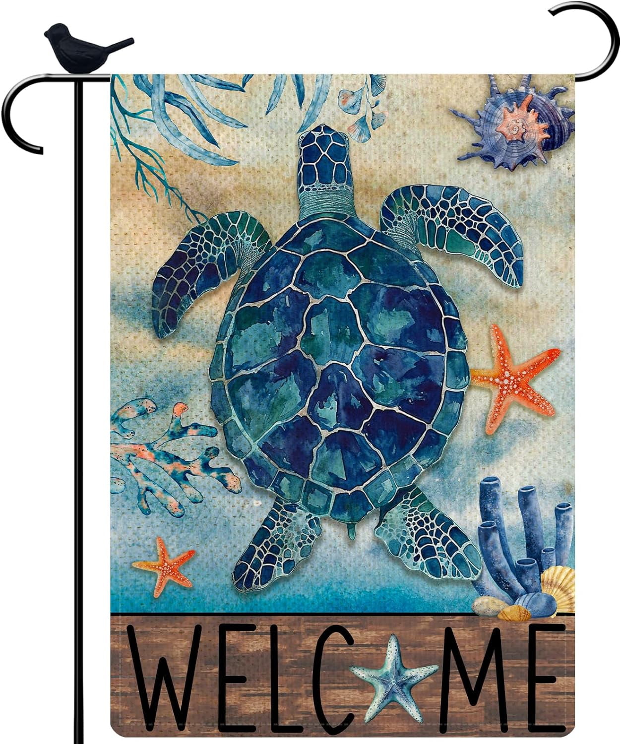 Turtle Welcome Summer Garden Flag Sea Beach Garden Flag Double Sided ...