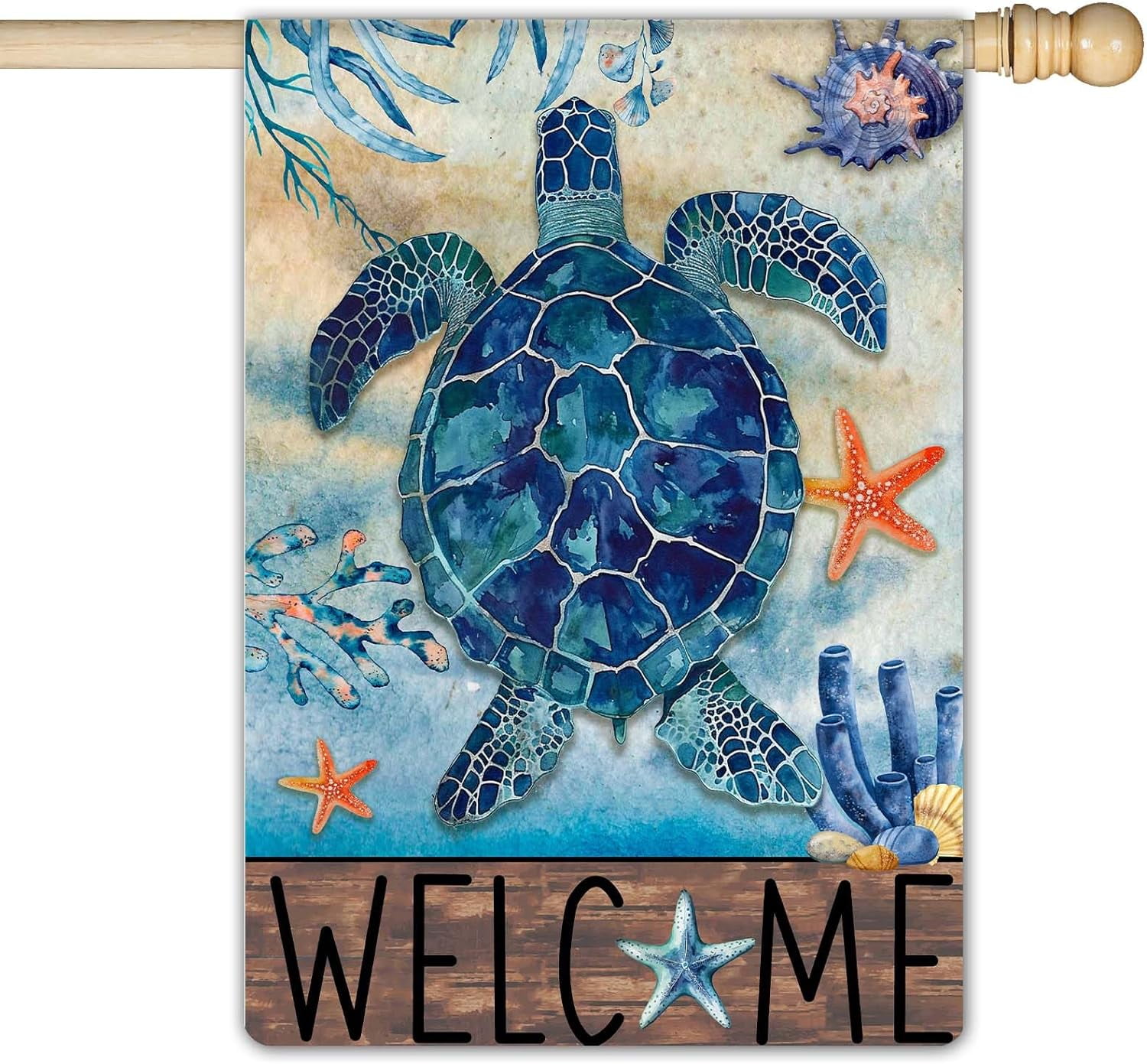Turtle Welcome Summer Garden Flag Sea Beach Large Garden Flag 28 x 40 ...