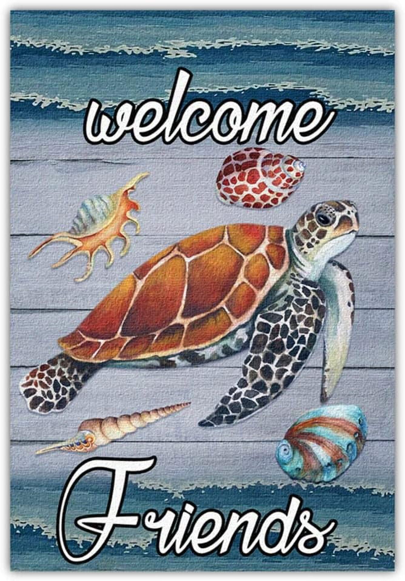 Turtle Welcome to Garden Flag, Undersea World Yard Sign, Marine Life ...
