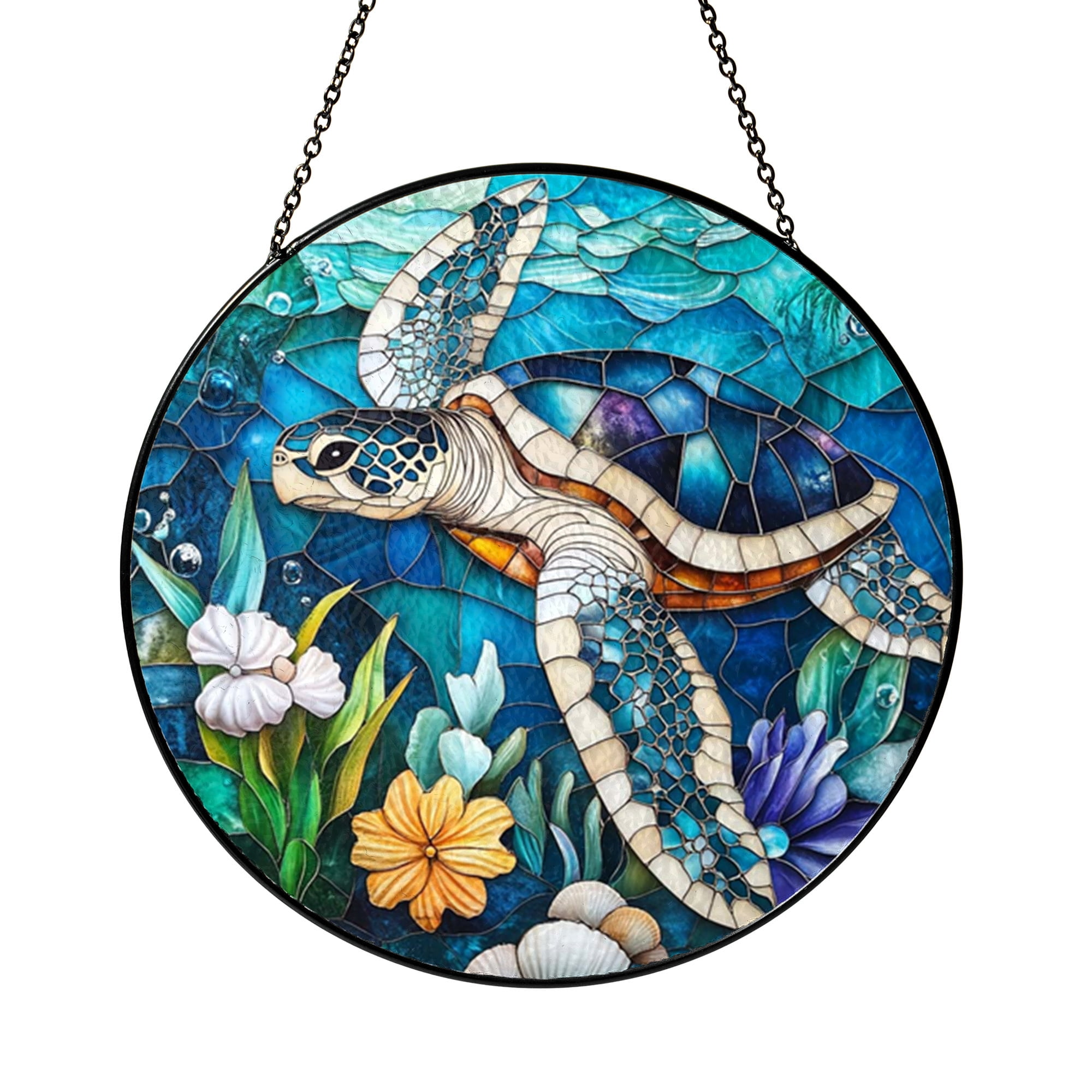 Turtle and Flowers Glass Suncatcher – Coastal Window Hanging - Walmart.com