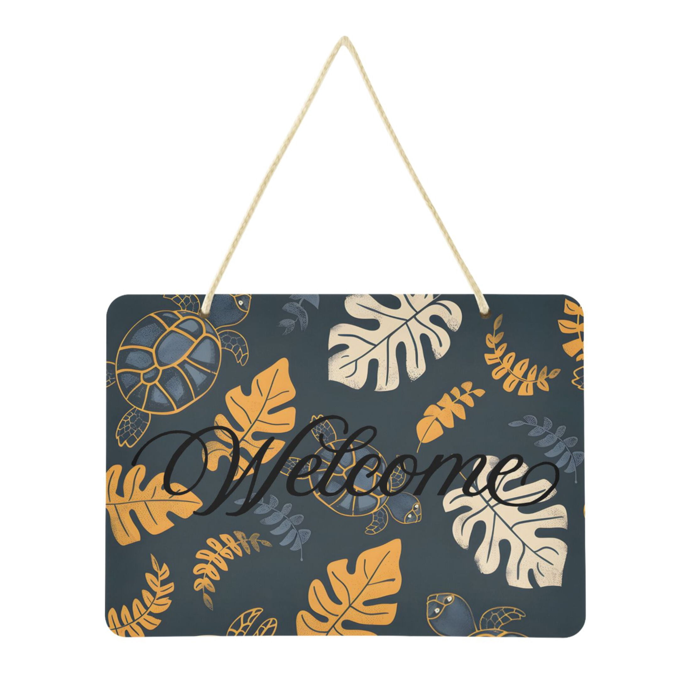 Turtle and Palm Leaf Welcome Sign Front Door PVC 14x10 inch Hanger ...