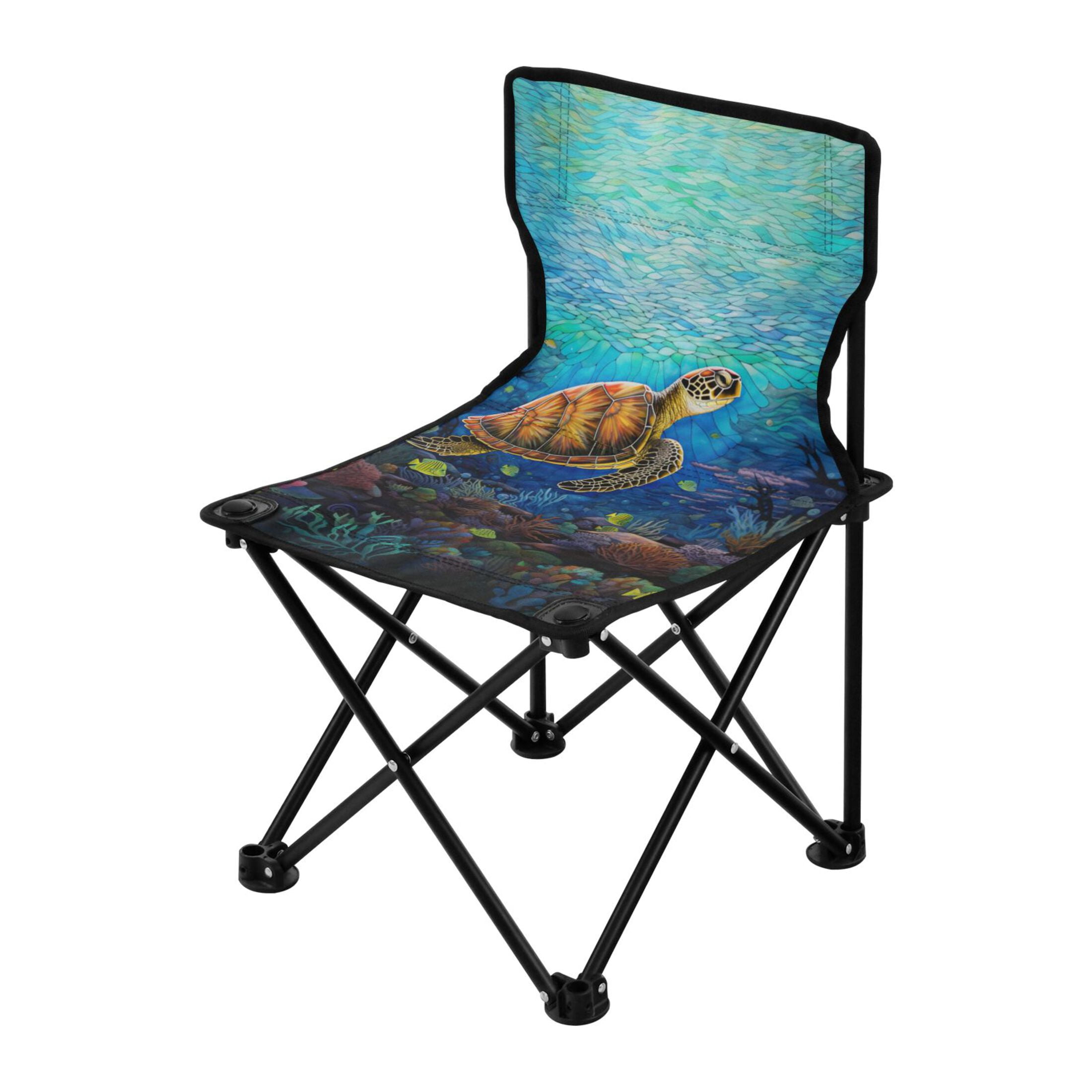 Turtle in Ocean Portable Camping Chair Small for Kids Outdoor Folding ...