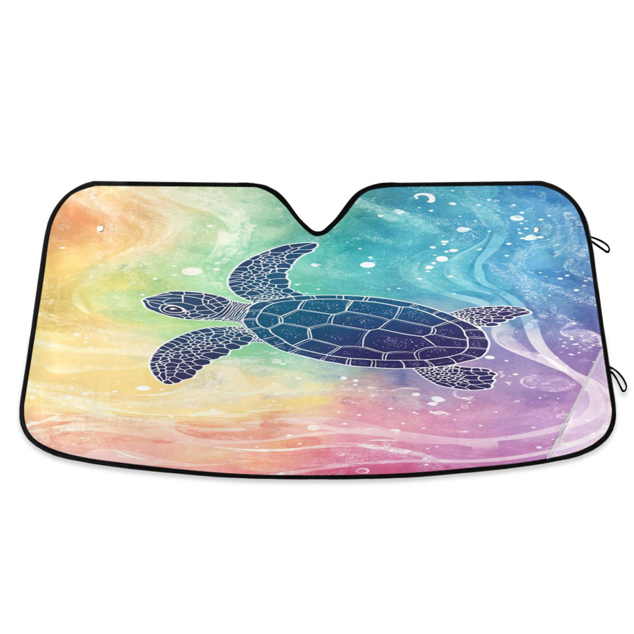 Turtle in Rainbow Ocean Windshield Sun Shade Automobile Visor Accordion ...