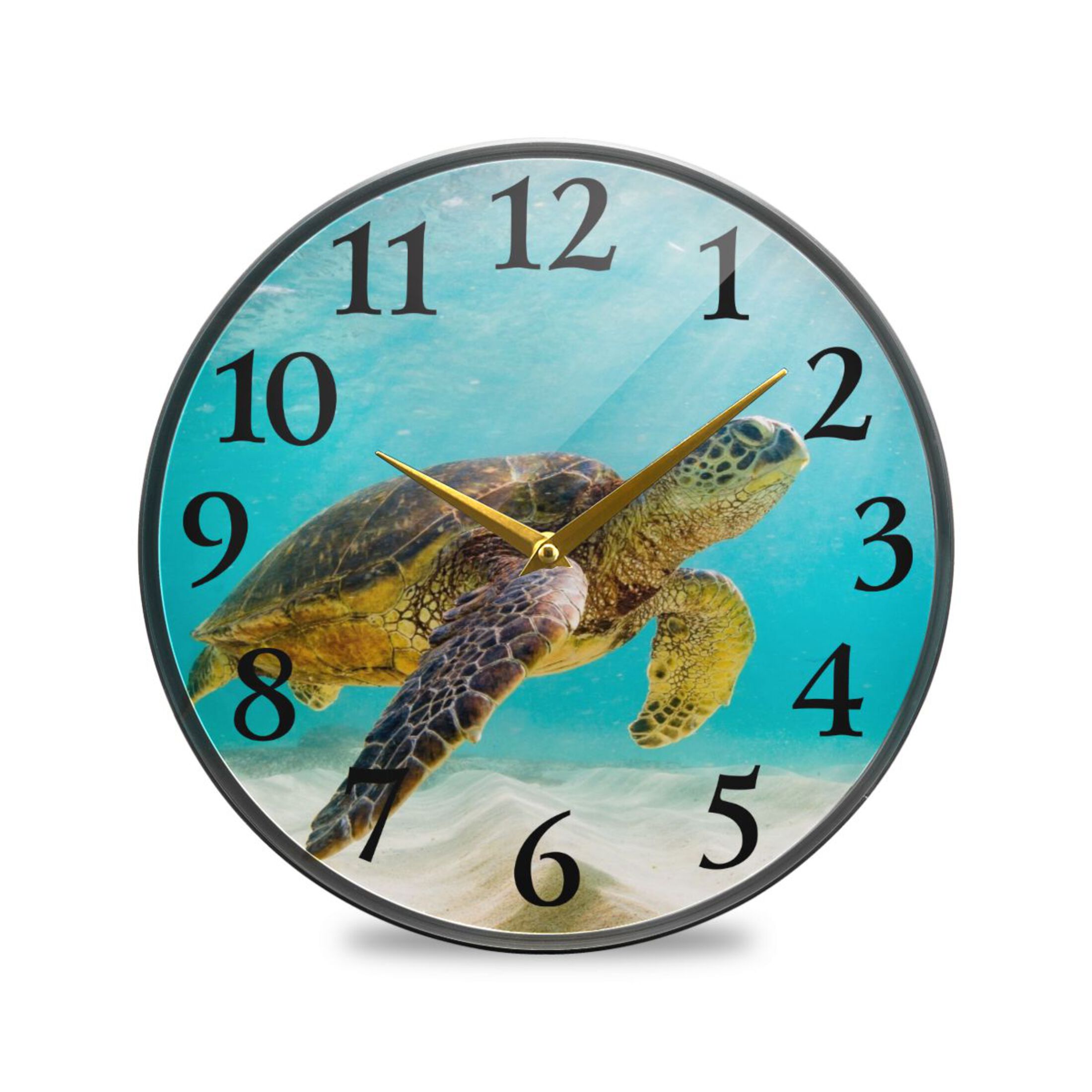 Turtle in Sea Wall Clocks Battery Operated 9.5 Inch Round Clock Acrylic ...