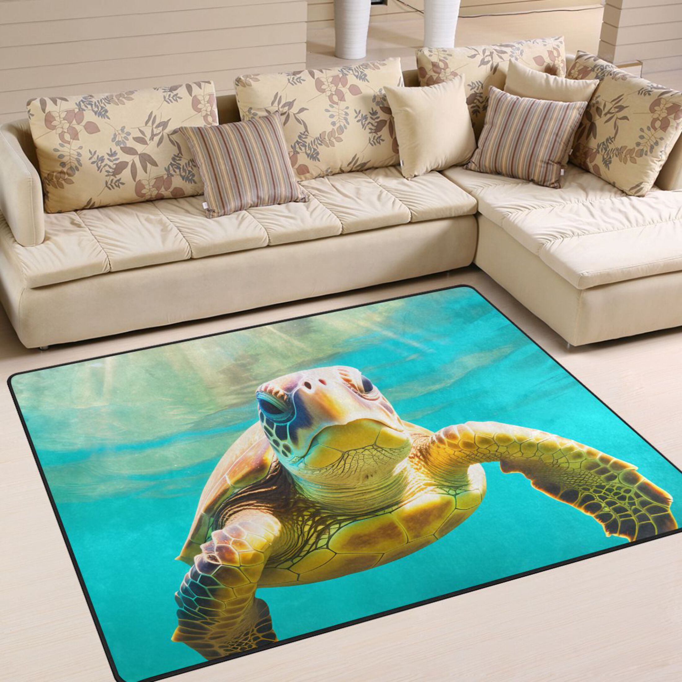 Turtle in Sea and Sun Area Rugs Soft Non-Slip Floor Mats Large Nursery ...