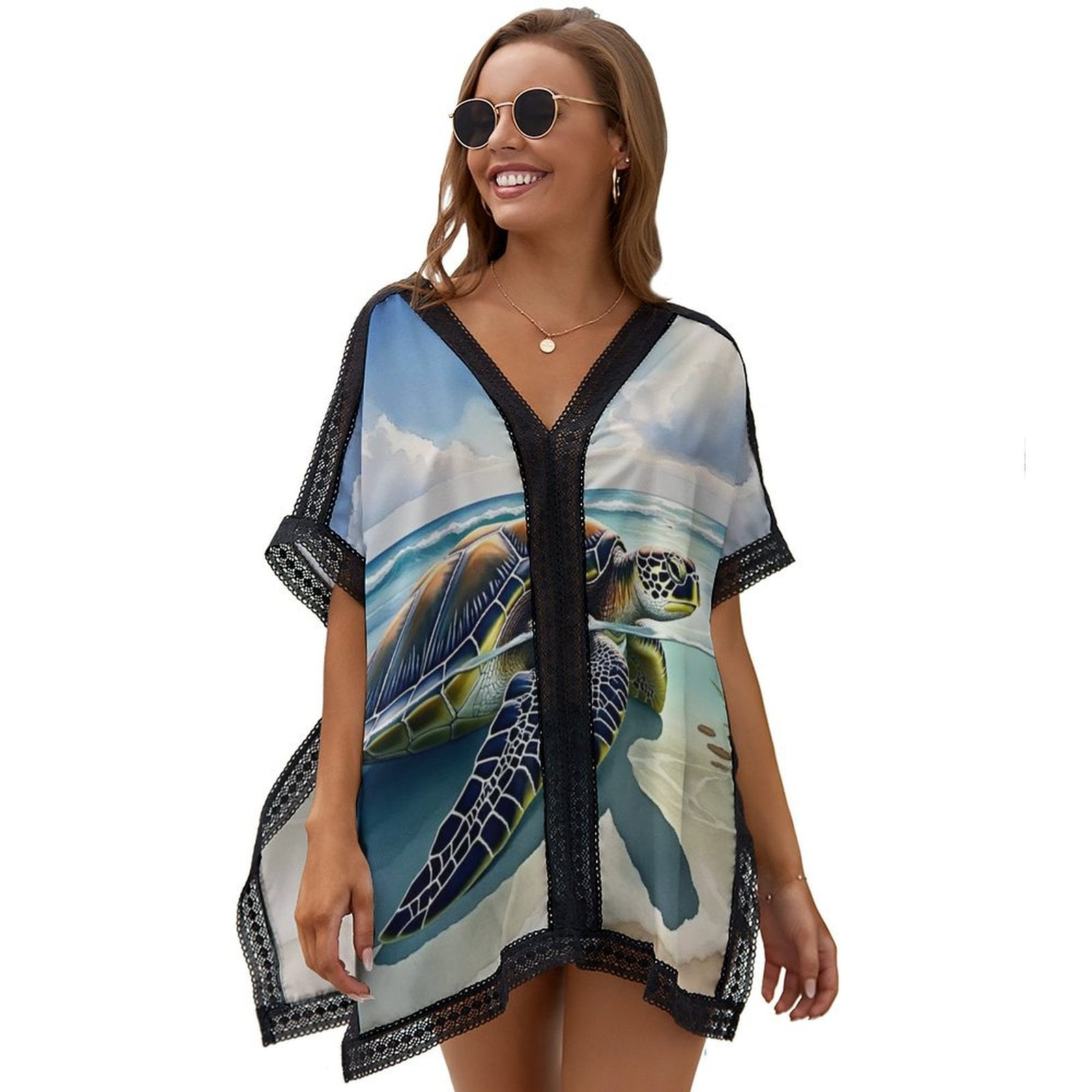 Turtle in The Sun Women's Swimsuit Coverup Summer Beach Cover Up ...