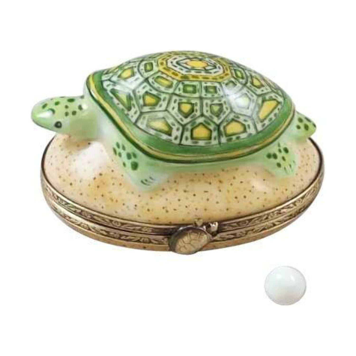 Turtle on Sand with Removable Egg Limoges Box Porcelain Figurine ...
