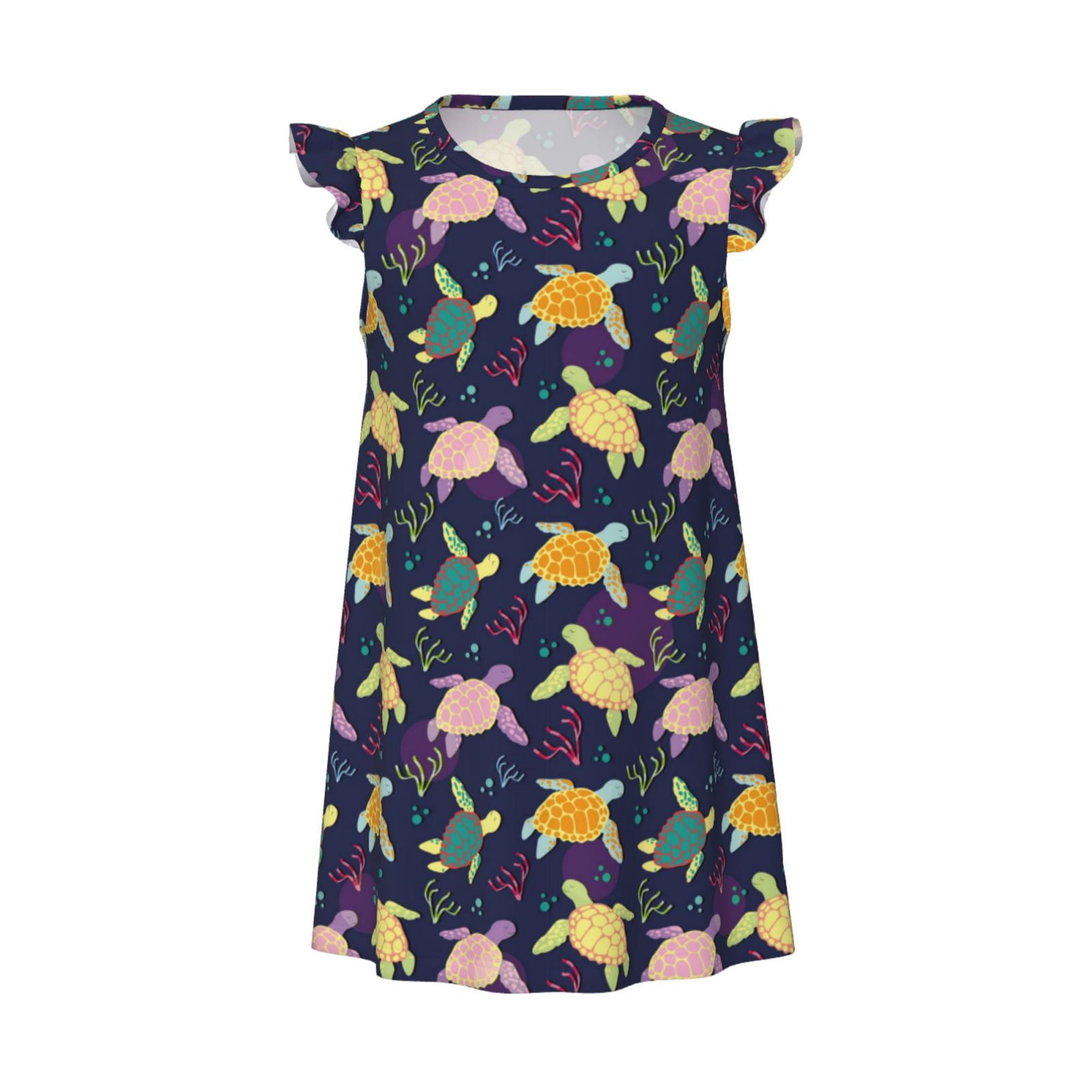 Turtle print A Girls Nightgowns, Pajamas for Girls, Soft Flutter Short ...