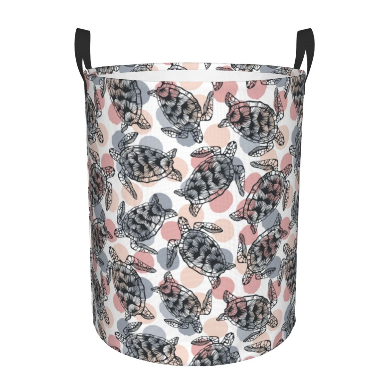 Turtle print Laundry Basket with Handles - Freestanding Laundry Hamper ...