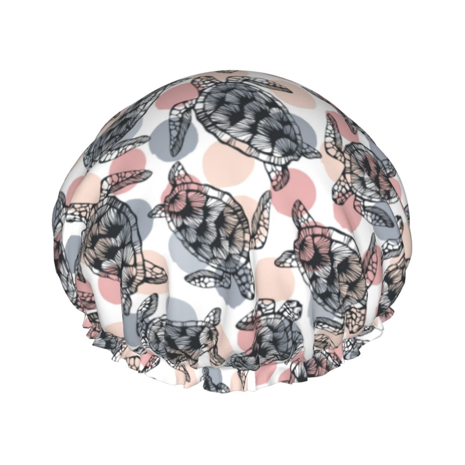 Turtle print Shower Cap for Women, Double Waterproof Layers Shower Caps ...