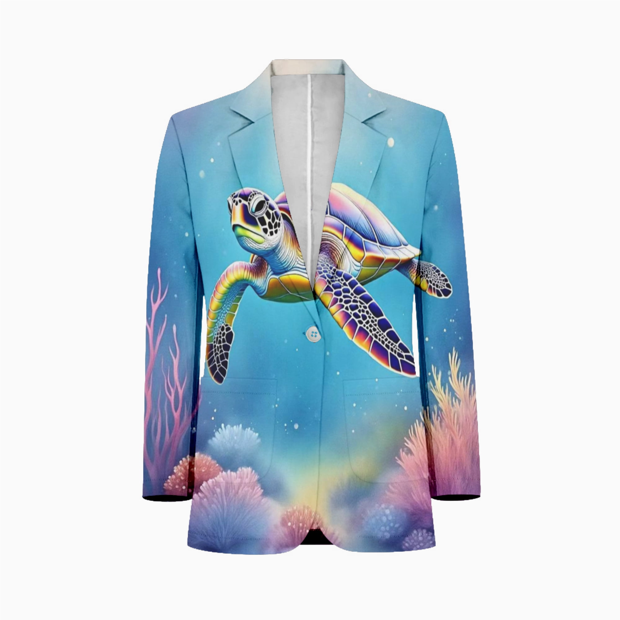 Turtle swimming art Mens Suits Shawl Collar Slim Fit Suit Mens Groom ...