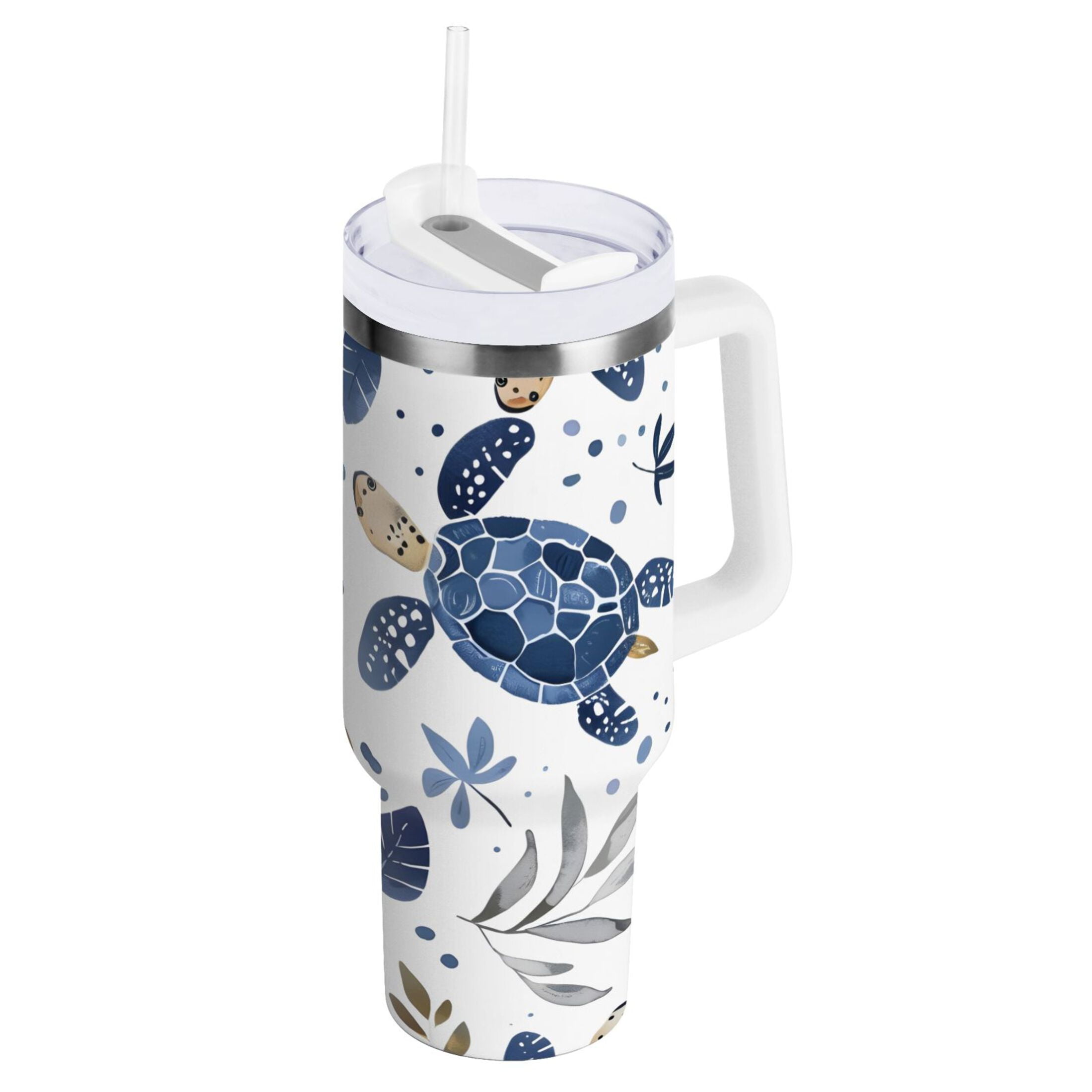 Turtle with Seaweed 40 oz Tumbler with Handle and Straw Lid Vacuum ...