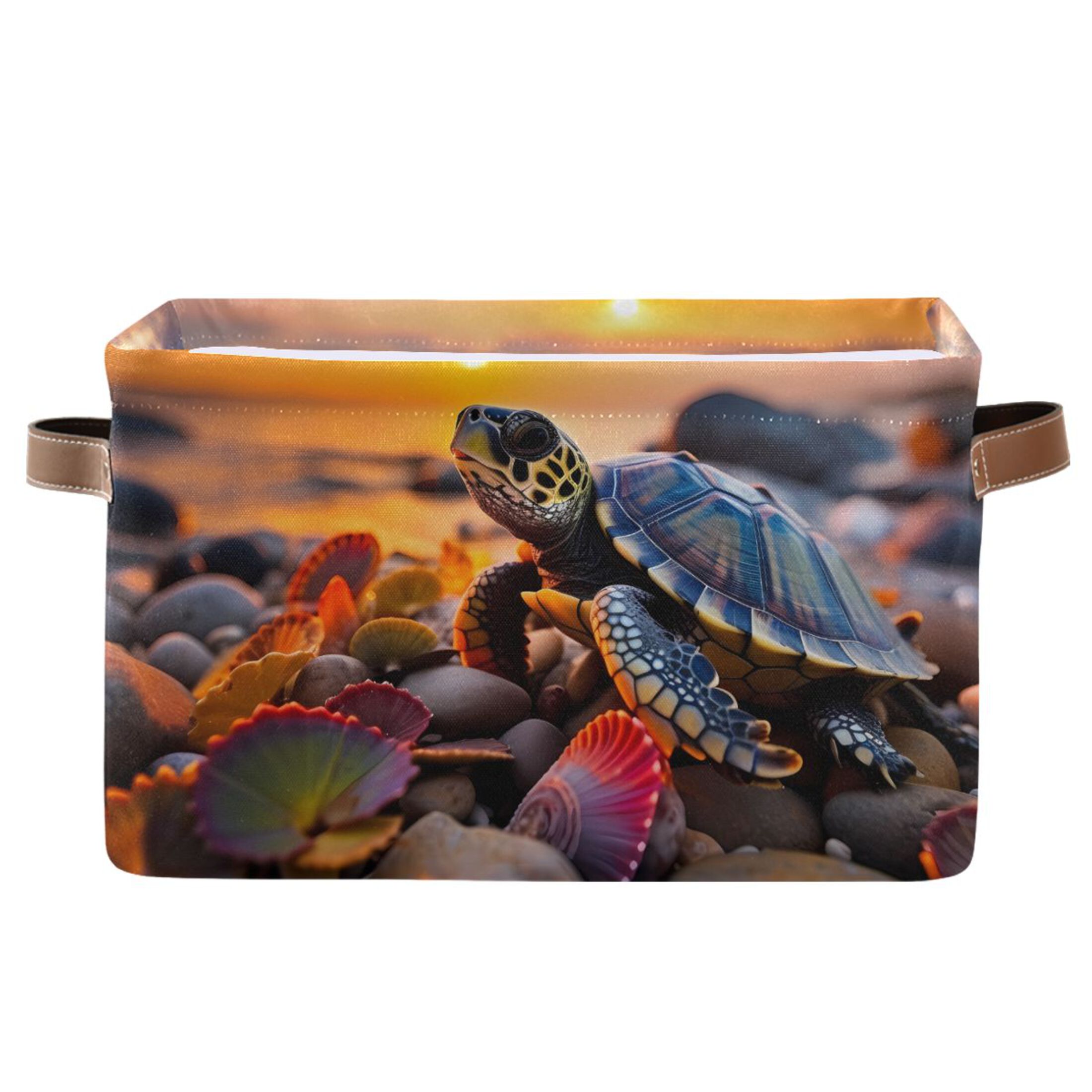 Turtle with Sunset Storage Basket Large Bin Laundry Boxes Toys Foldable ...
