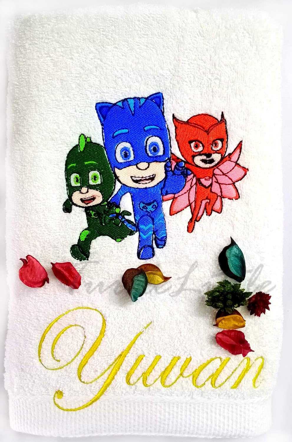 TurtleLittle Cotton PJ Masks Personalised Kids Bath Towel 500 GSM Set ...