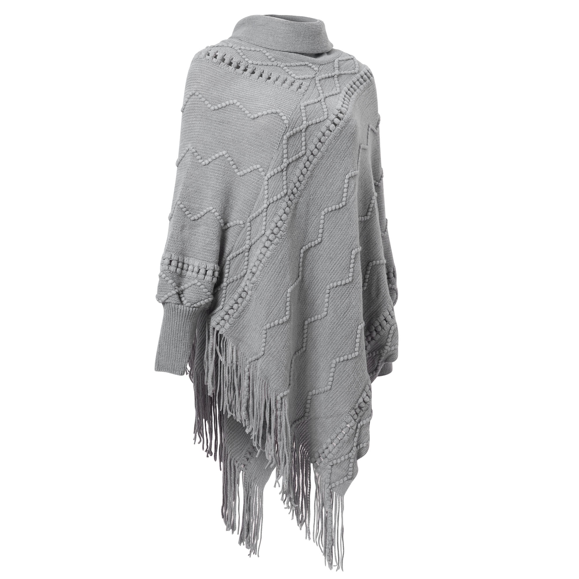 Turtleneck Poncho Cape Shawl Knitted Sweater Wrap Pullover Top Coat ...