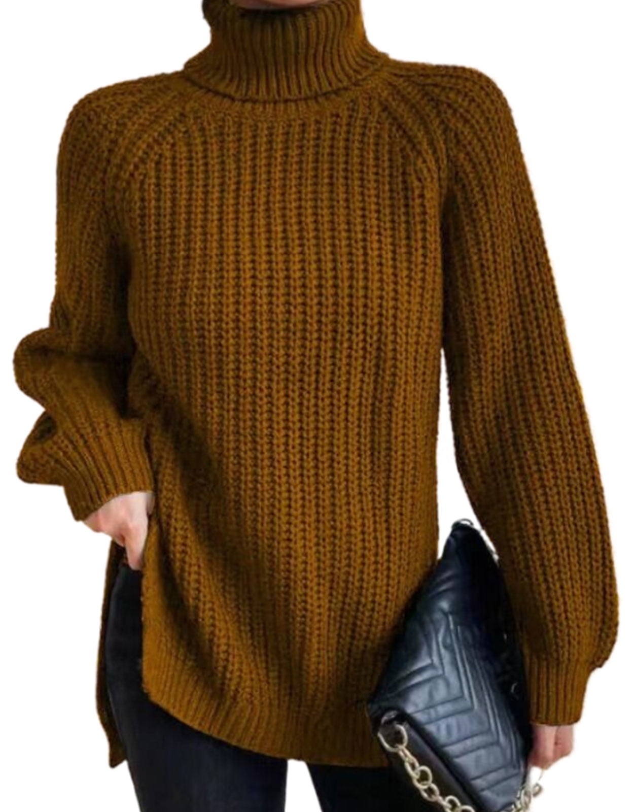 Turtleneck Sweater For Women 3XL Lady Tunic Sweater Top Knitted Heavy ...