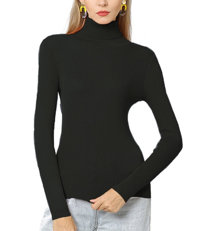 Turtleneck Sweaters for Women Basic Solid Color Lightweight Fall ...