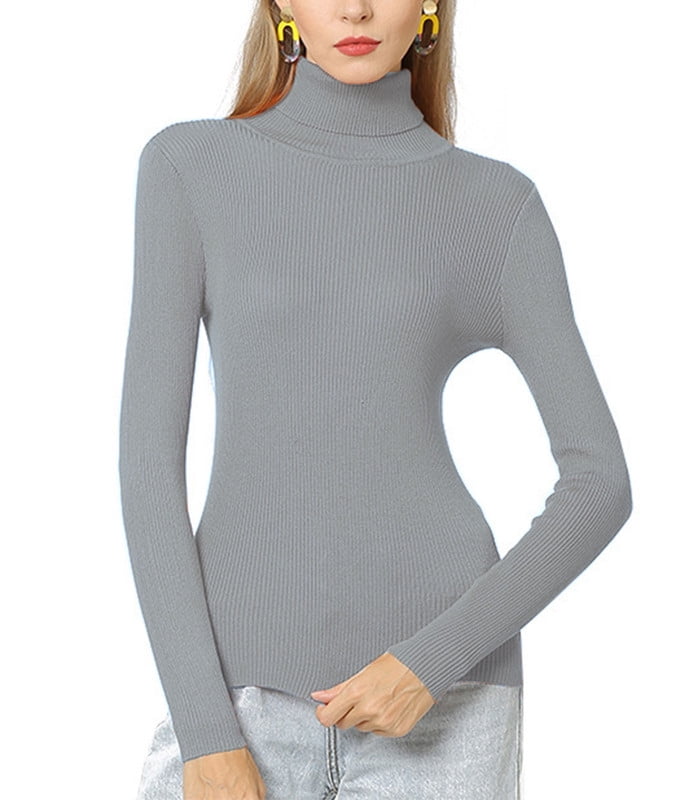 Turtleneck Sweaters for Women Basic Solid Color Lightweight Fall ...
