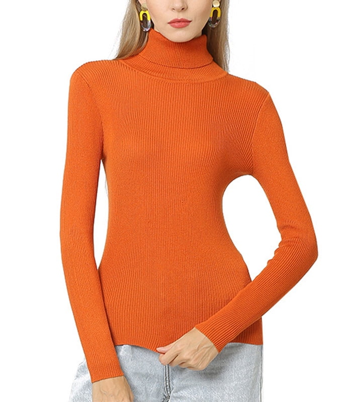 Turtleneck Sweaters for Women Basic Solid Color Lightweight Fall ...