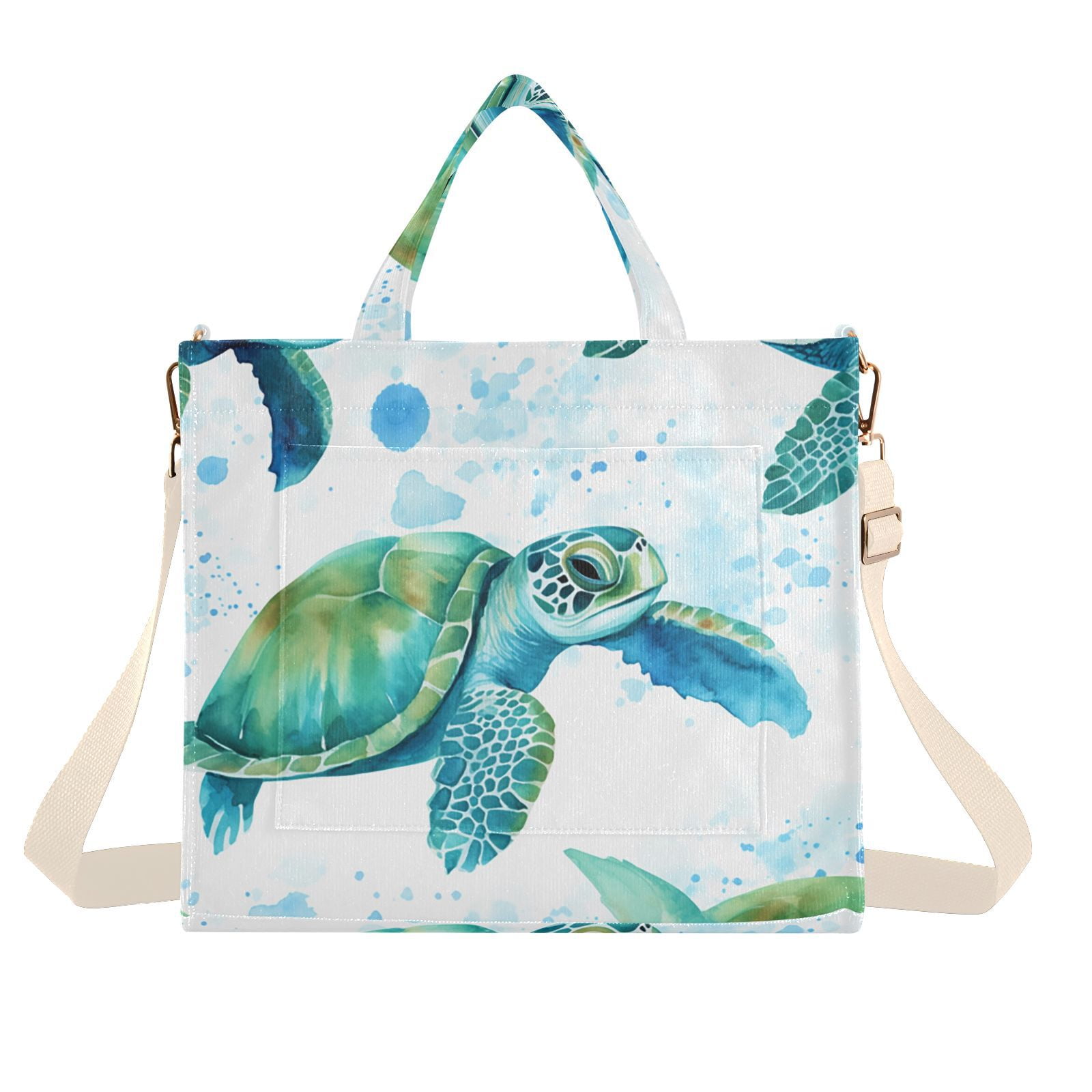 Turtles Corduroy Tote Bag Handbag Large Messenger Bag Shoulder ...