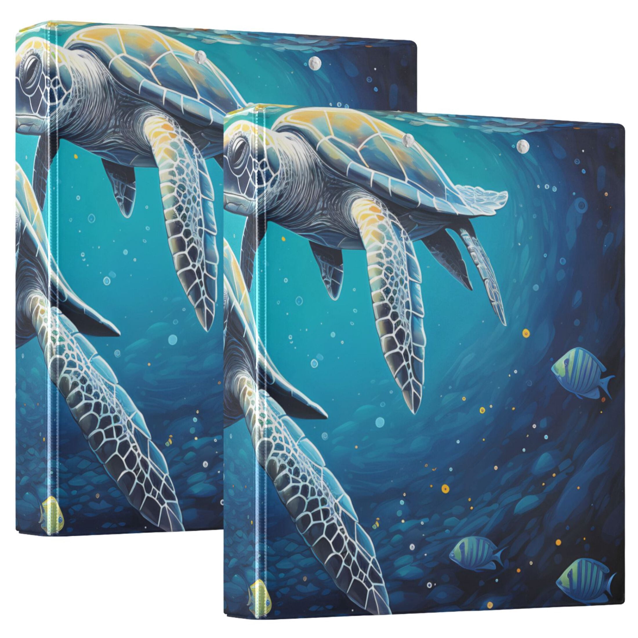 Turtles Fish Sea 3 Ring Binders 1.5 inch Hardcover File Folders with ...
