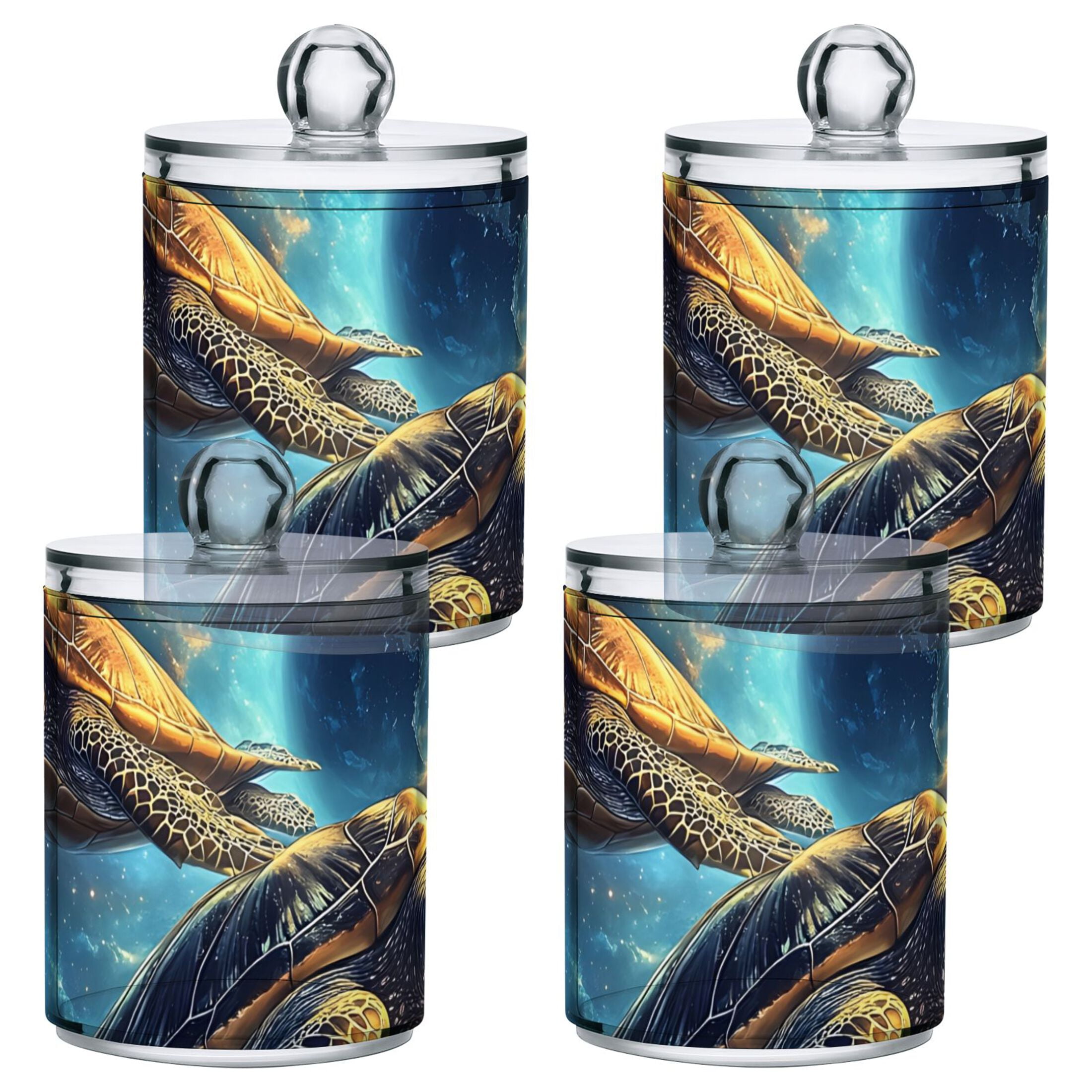 Turtles Flying Universe Planets Translucent Plastic Cans Storage ...