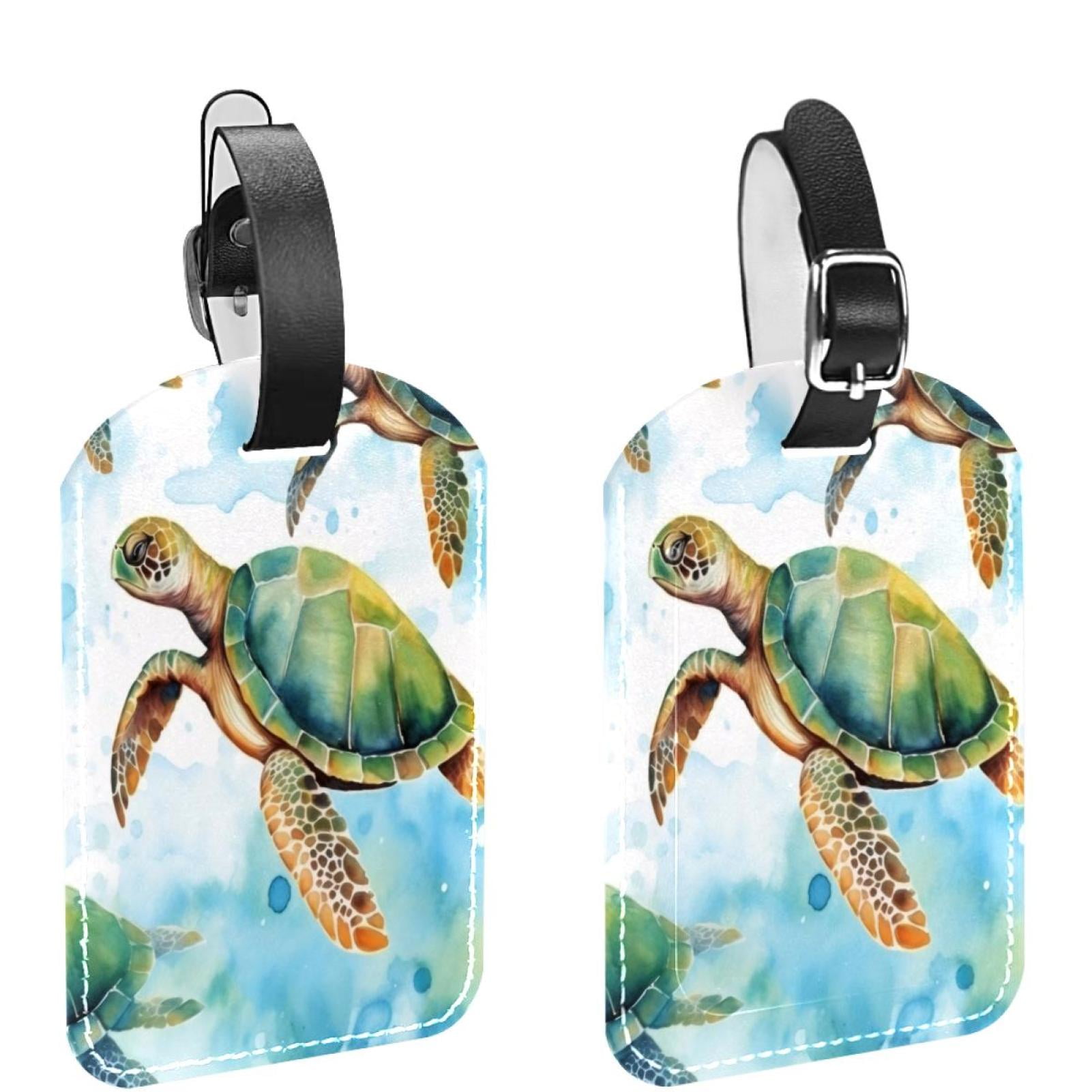 Turtles Luggage Tags for Suitcases, PU Leather Name ID Labels Travel ...