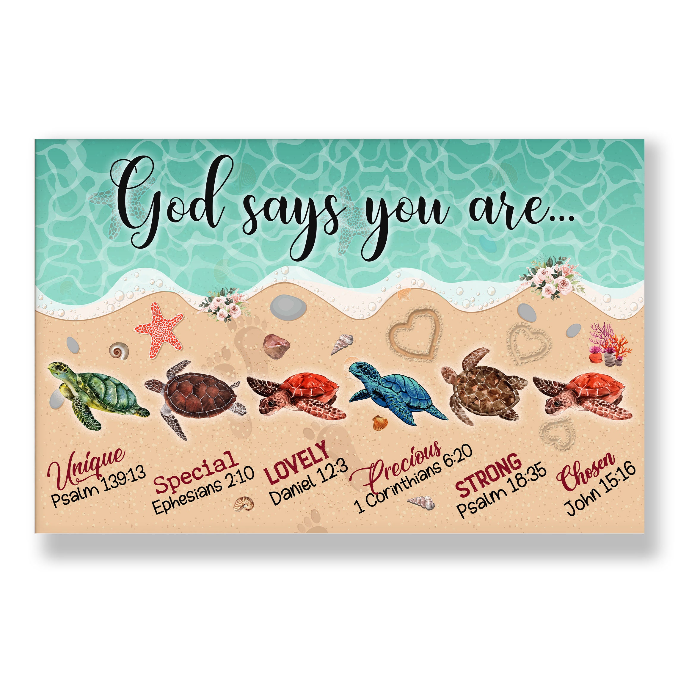 Turtles Poster, Christian Home Wall Decor, Beach Vibes, Turtle Lovers ...