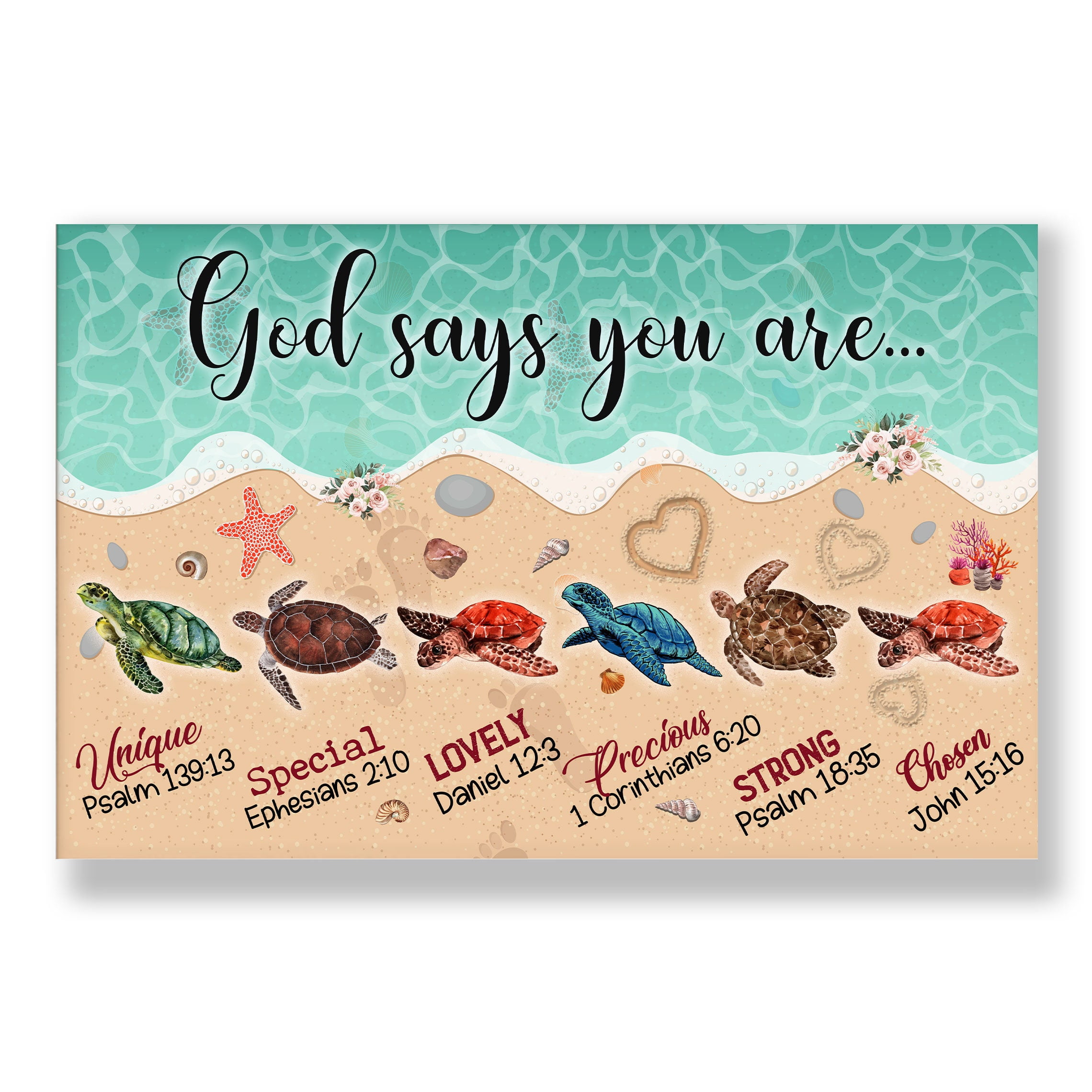 Turtles Poster, Christian Home Wall Decor, Beach Vibes, Turtle Lovers ...