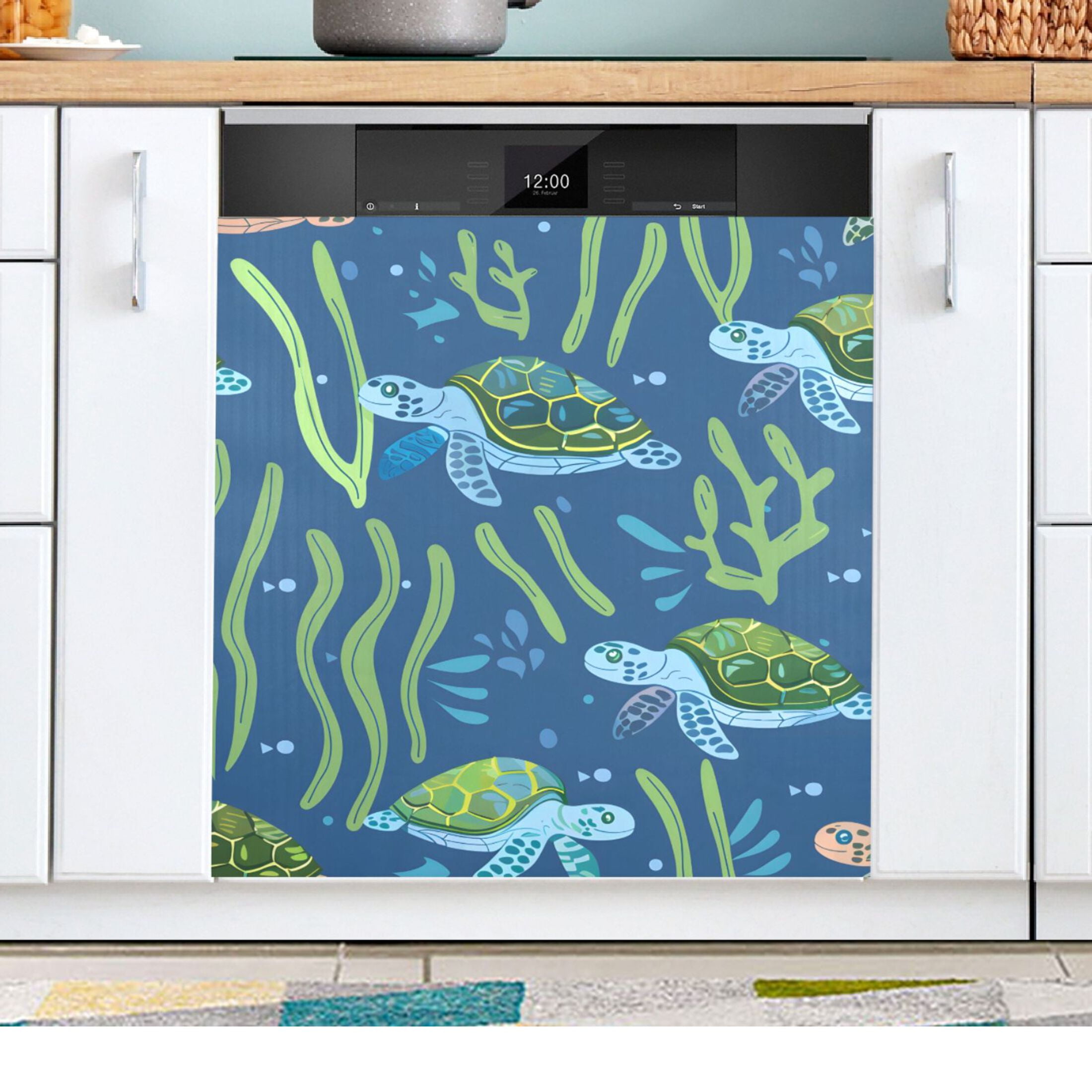 Turtles Seaweed under Sea Dishwasher Magnetic Refrigerator Magnet Cover ...