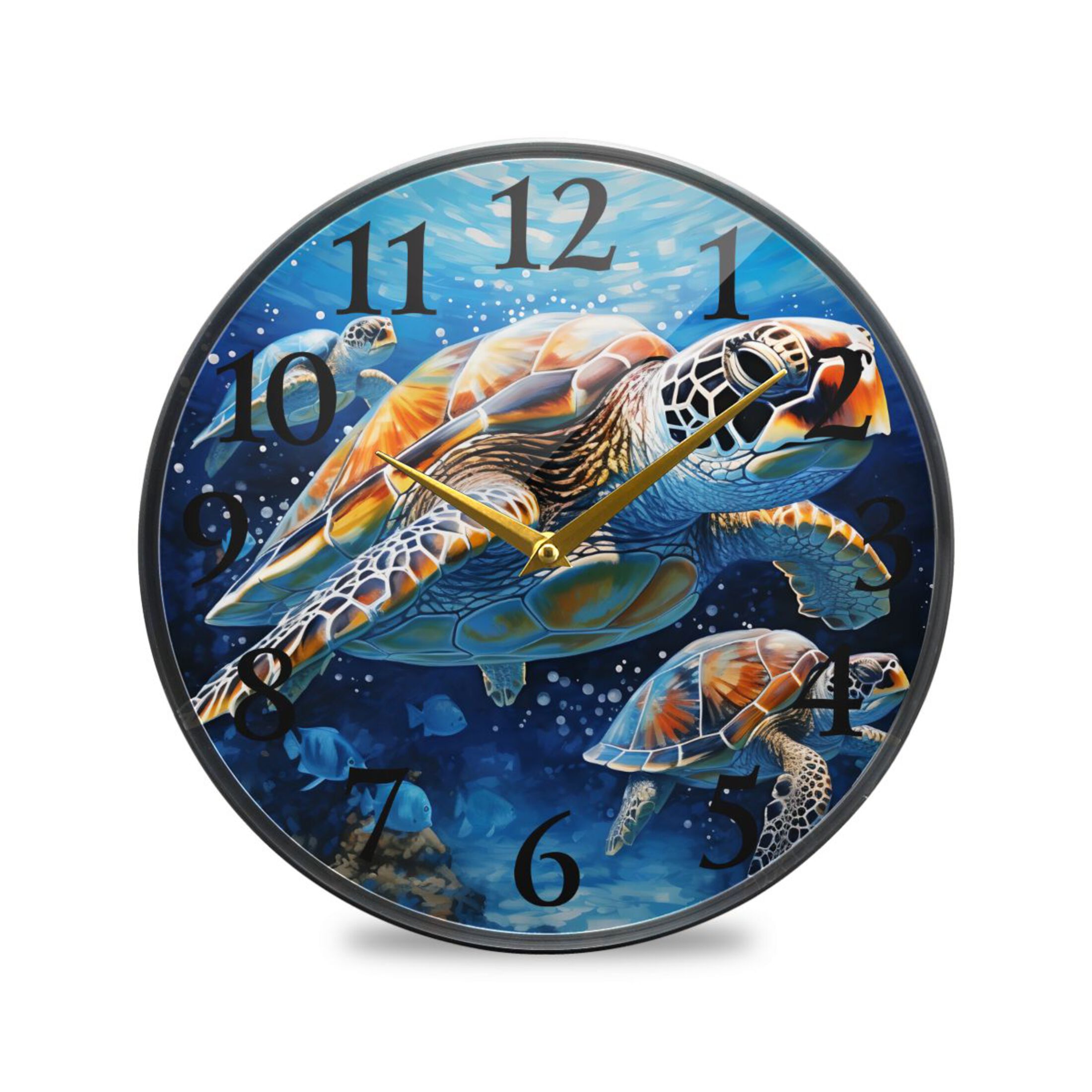 Turtles in Ocean Wall Clocks Battery Operated 9.5 Inch Round Clock ...