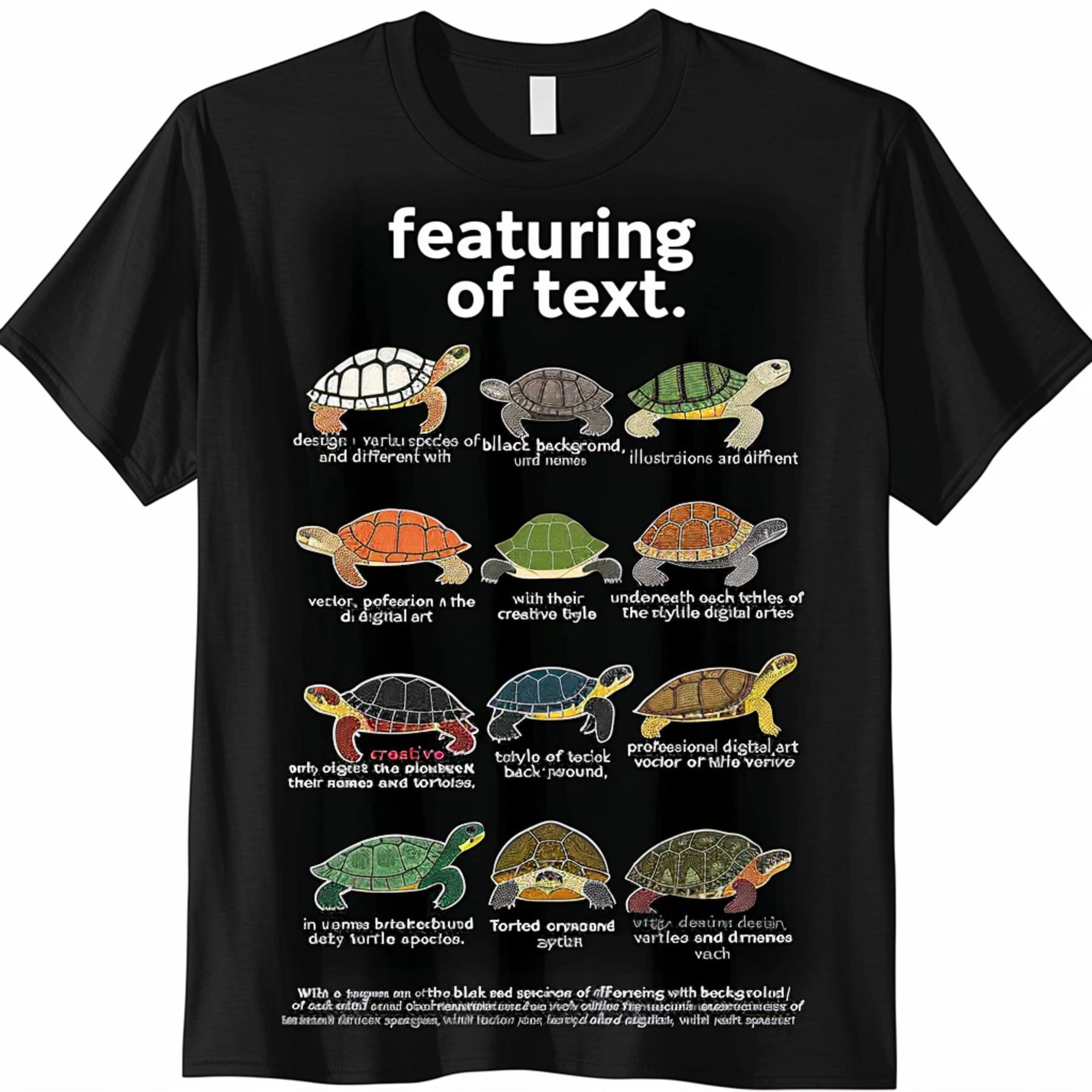 Turtles of the World Black TShirt Various Turtle Species Illustrations ...
