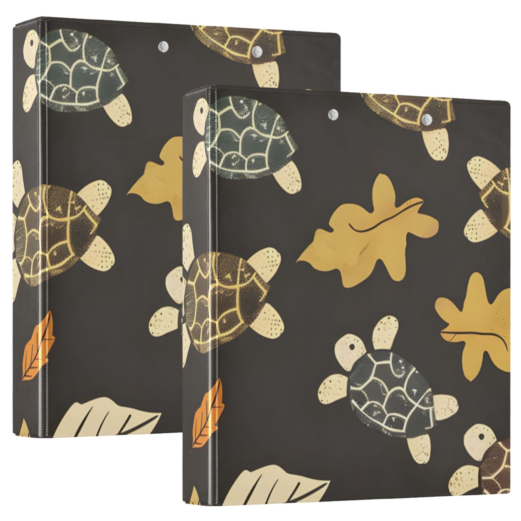 Turtles with Leaves File Folder 3 Ring Binders 1.5 inch Hardcover File ...