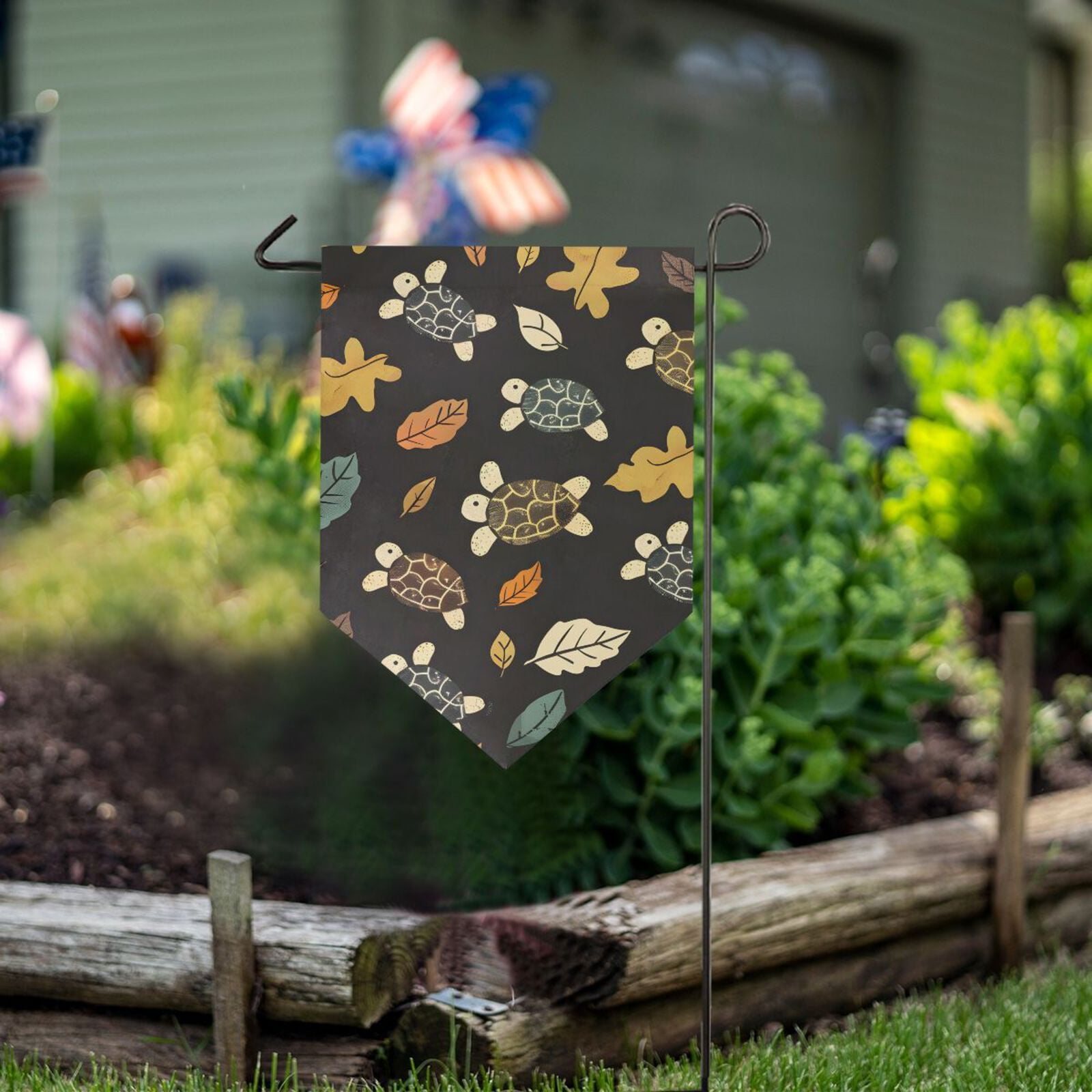 Turtles with Leaves Garden Flag 18" x 12.5" Double Sided Yard Lawn ...
