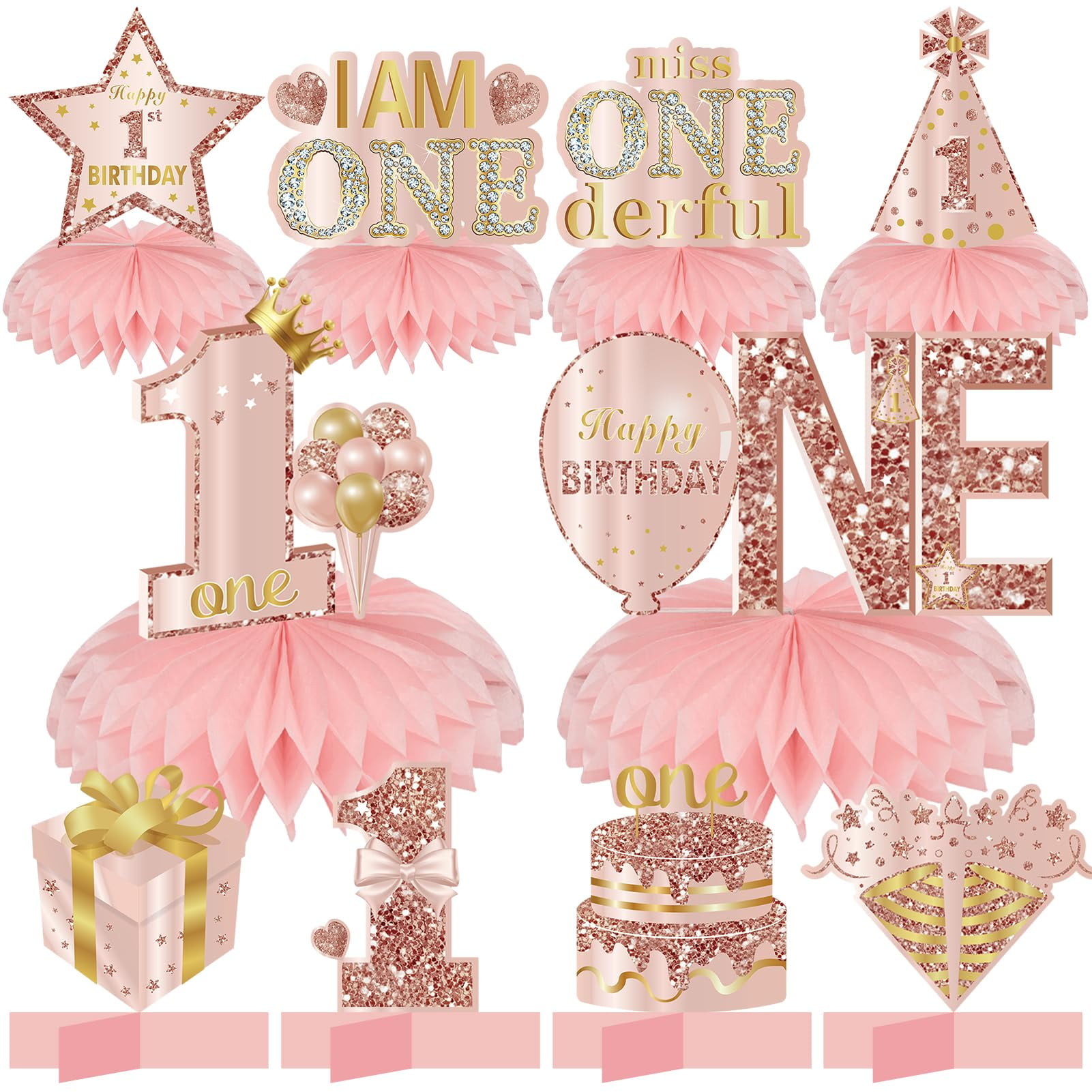 Turypaty 10Pcs 1st CORNET Birthday Decorations Honeycomb Centerpieces ...