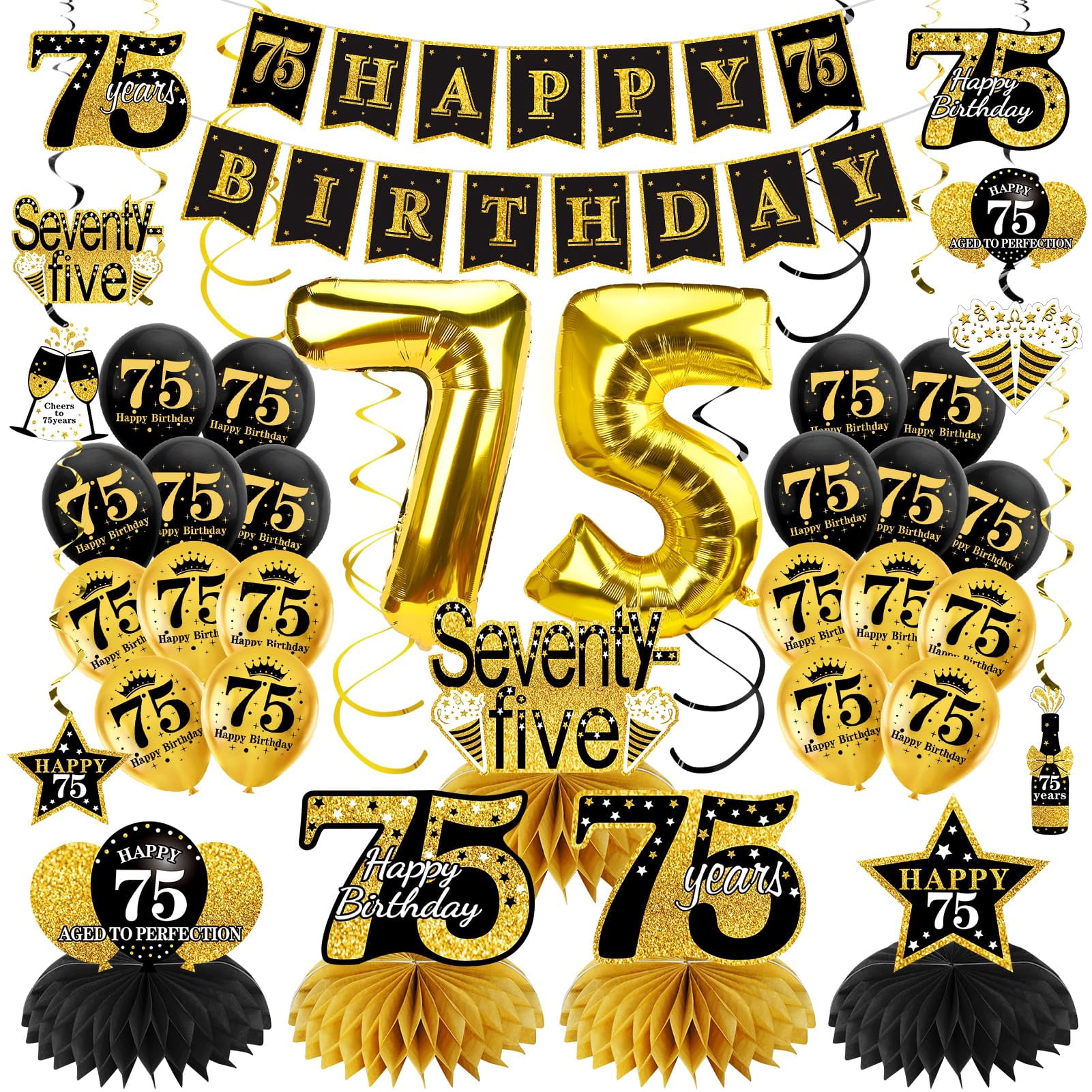 Honeycomb Table Decor 8 Pack OOSOAR Happy 24th Birthday Red And Blak ...