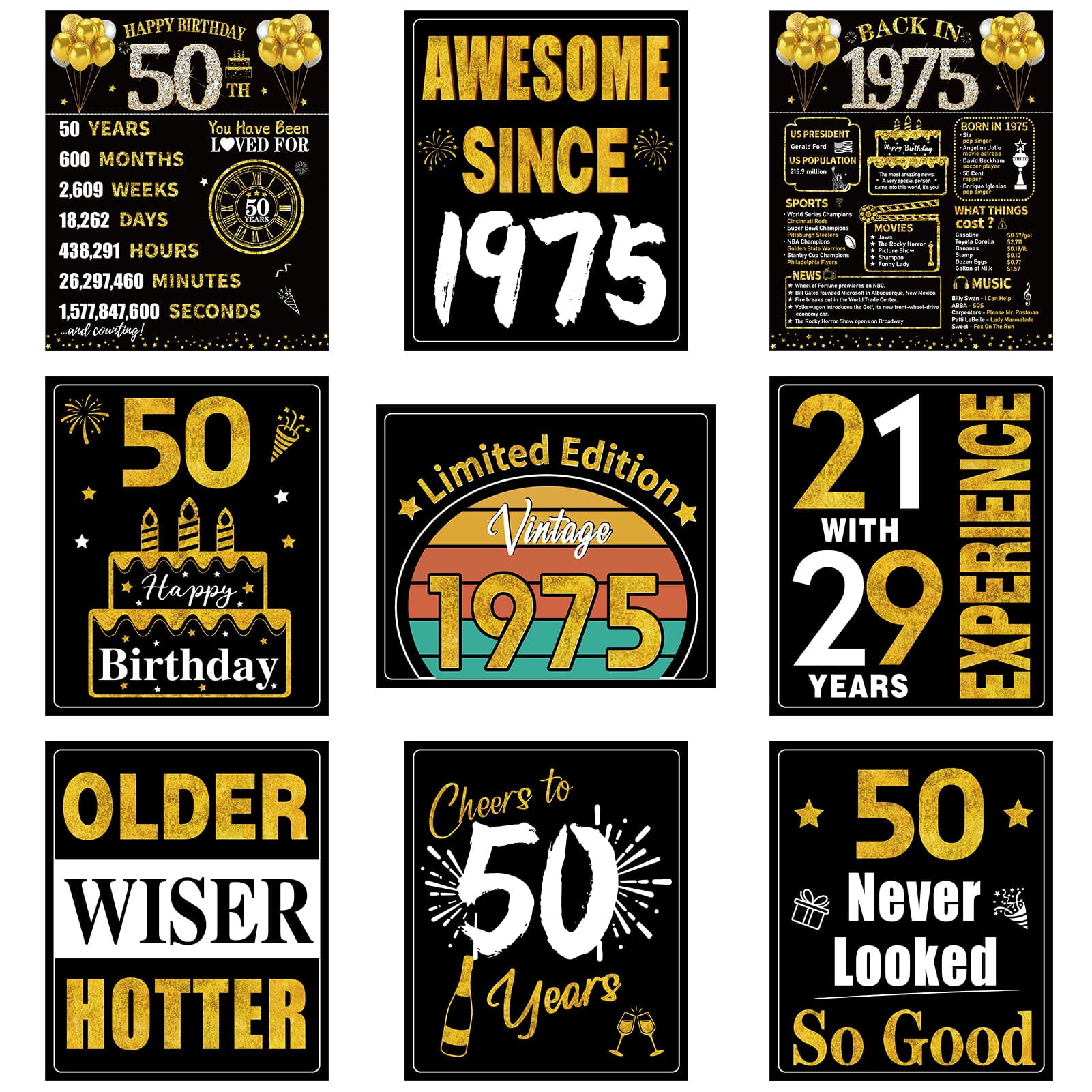 Turypaty 50th Birthday Decorations for Men Women, MHD19pcs Happy 1975 ...