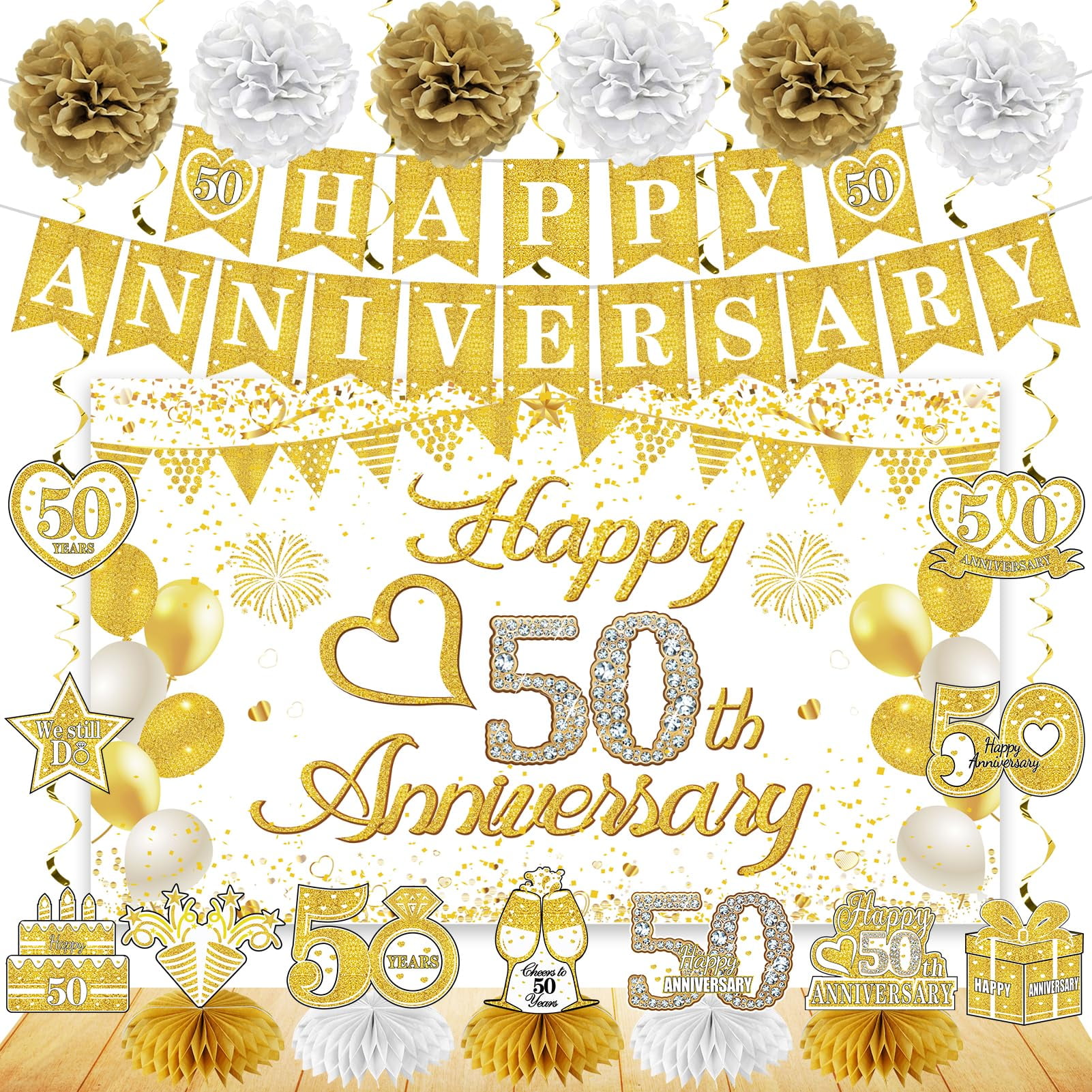 Turypaty Happy Anniversary SSF20 Decorations Kit, White Wedding ...