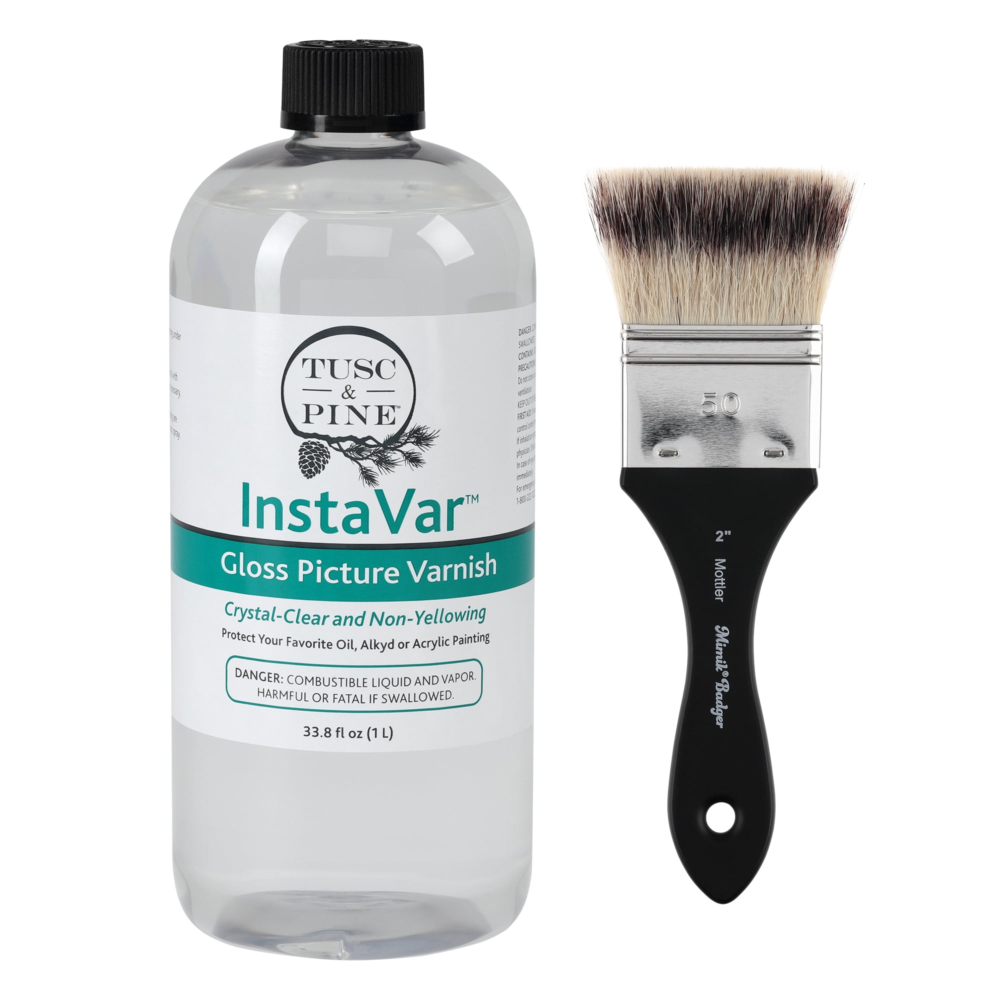 Tusc & Pine InstaVar Varnish & Mottler #2 Brush - Archival Quality ...