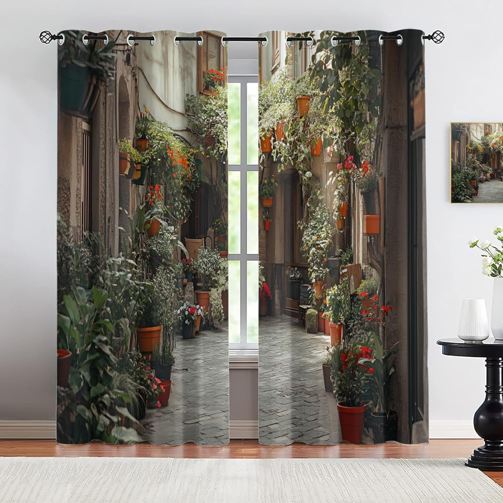 Tuscan Courtyard Curtains, Italian Style Flowers Bedroom Curtains Retro ...