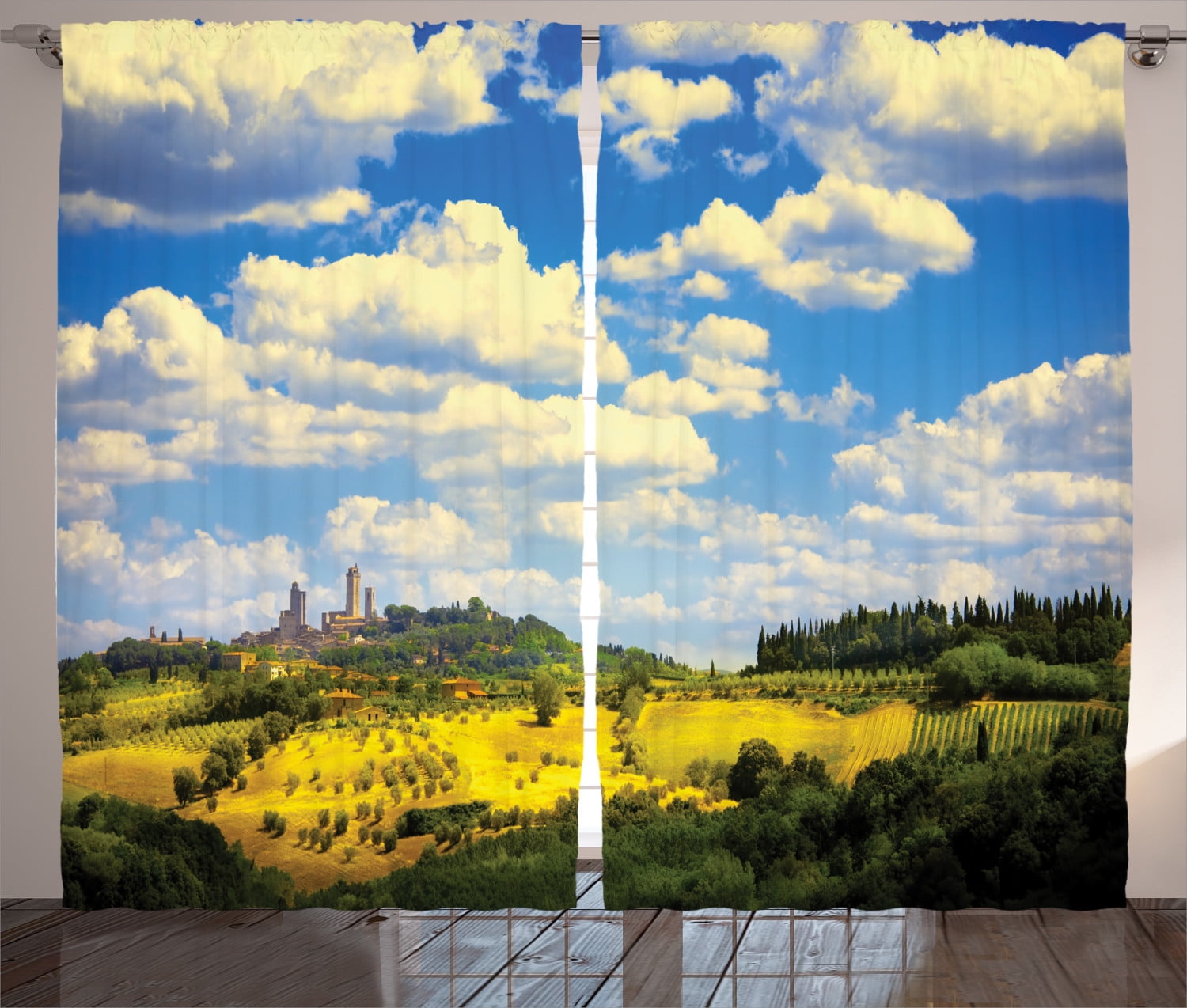 Ambesonne Italy Curtains 2 Panel Set, Historic Village Scenery, 108" x ...