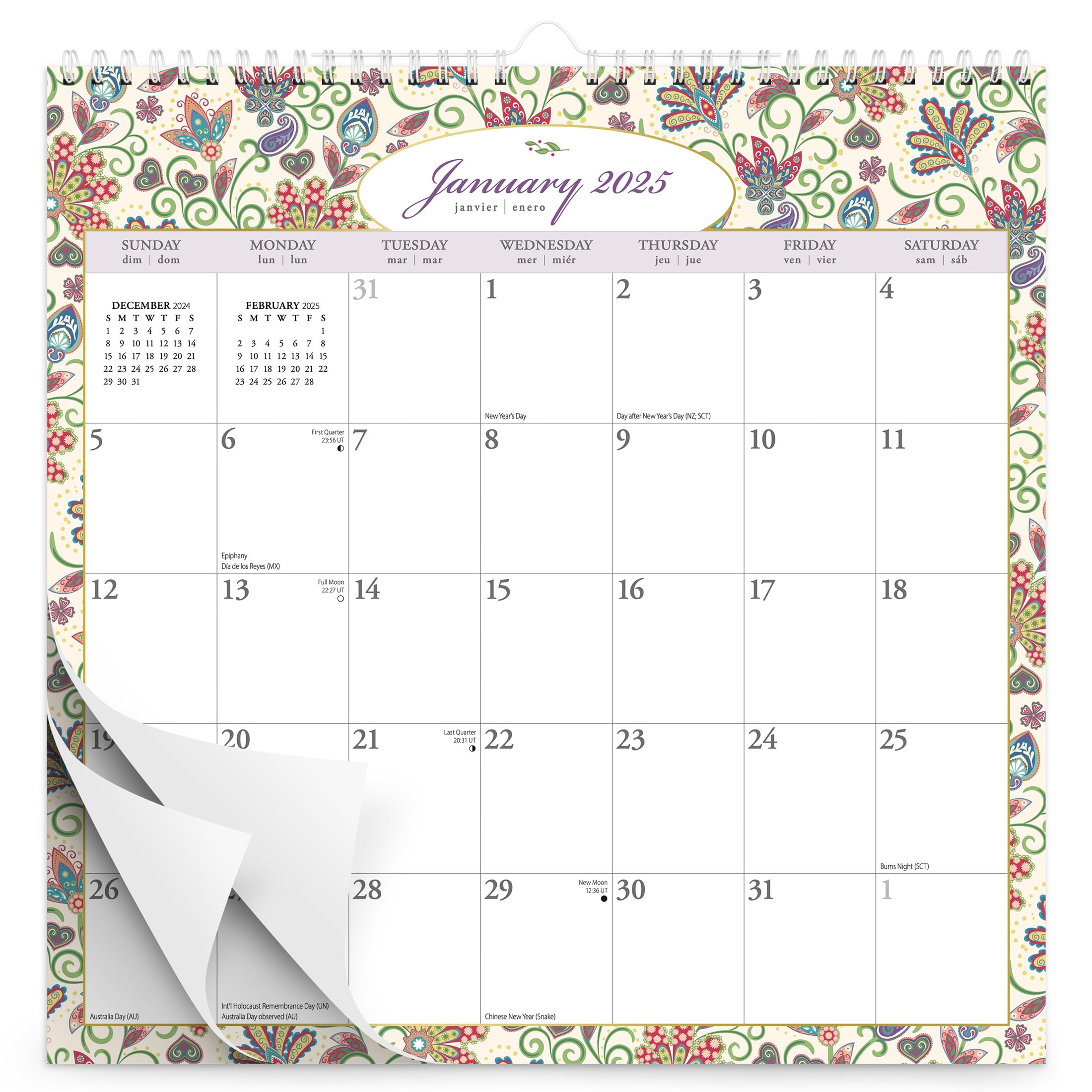Tuscan Delight | 2025 12x12" Square Wire-O Calendar | Sticker Sheet ...