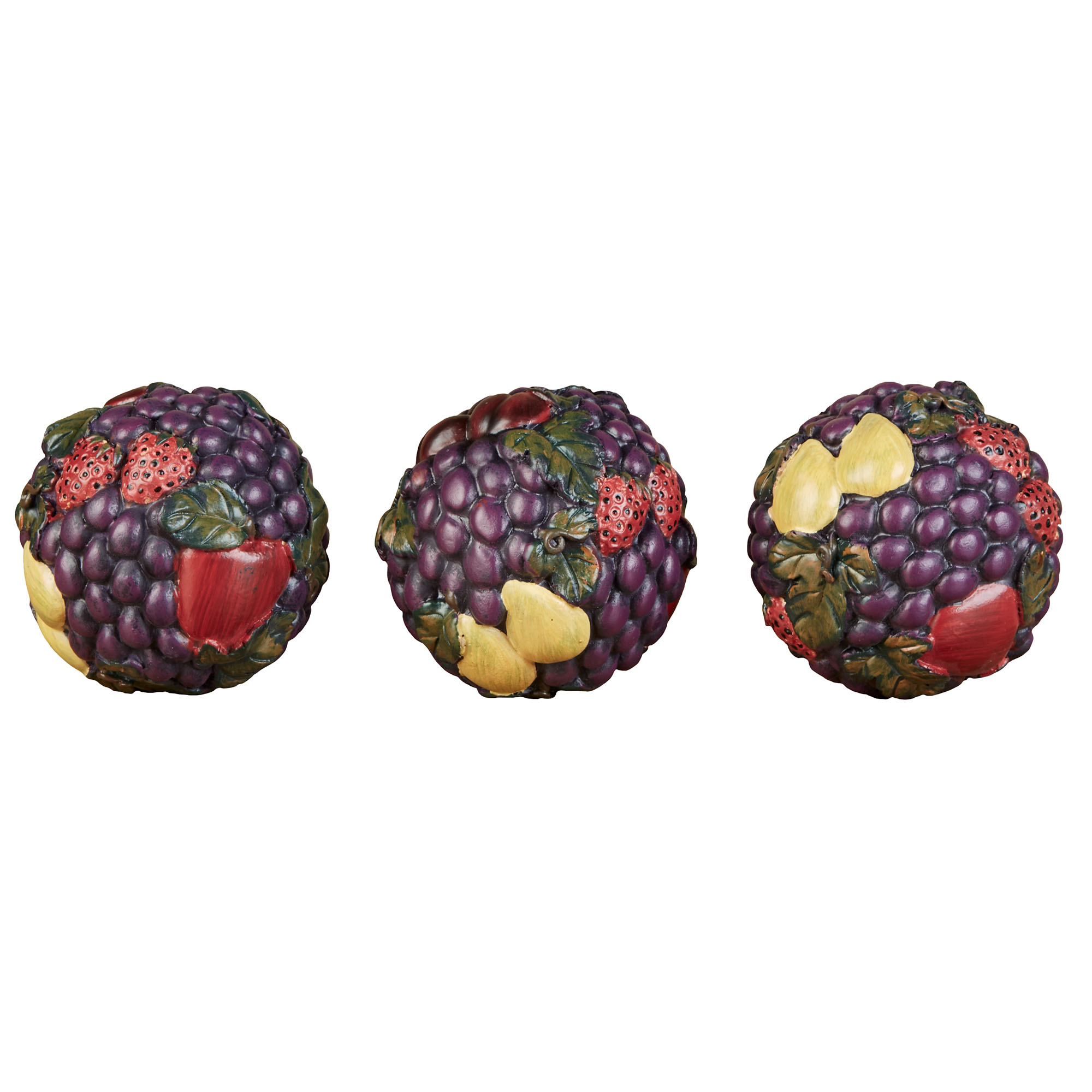 Tuscan Grape Strawberry Apple Pear Fruit Orbs Sphere Balls 4 inches ...