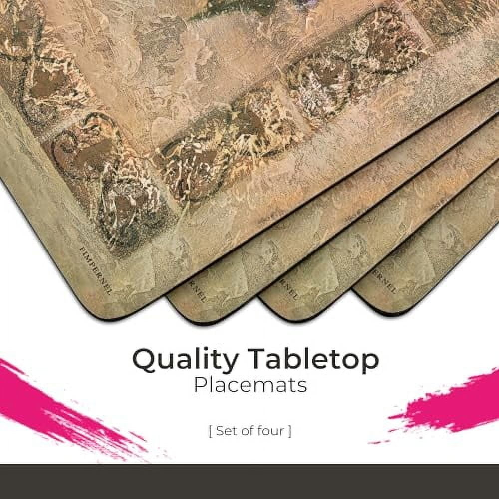 Tuscan Palette Placemats – Set of 4 Cork-Backed Table Mats with Rustic ...