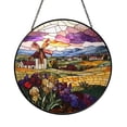 Tuscan Style Vineyard Landscape Stained Glass Window Hanging – Decor ...