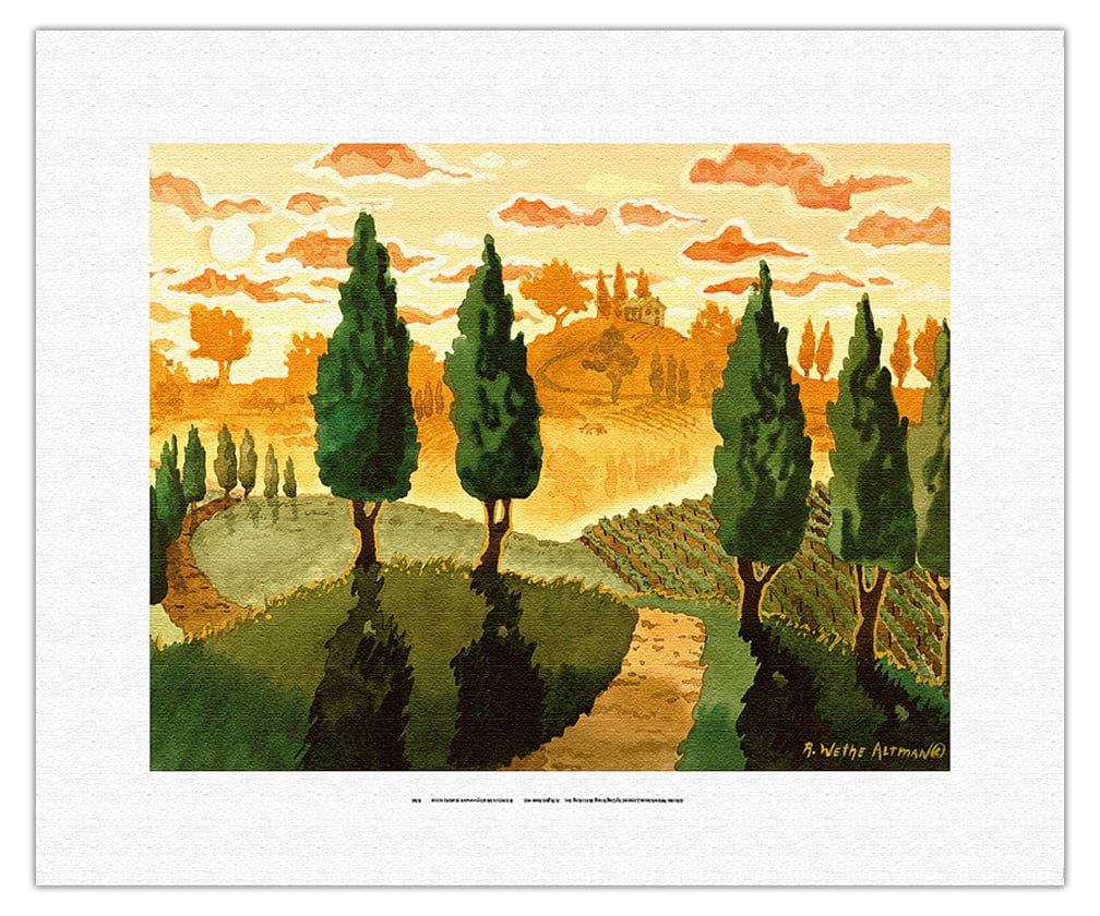 Tuscan Sunset - Tuscany Italy - Italian Vineyards Cypress Trees - From ...