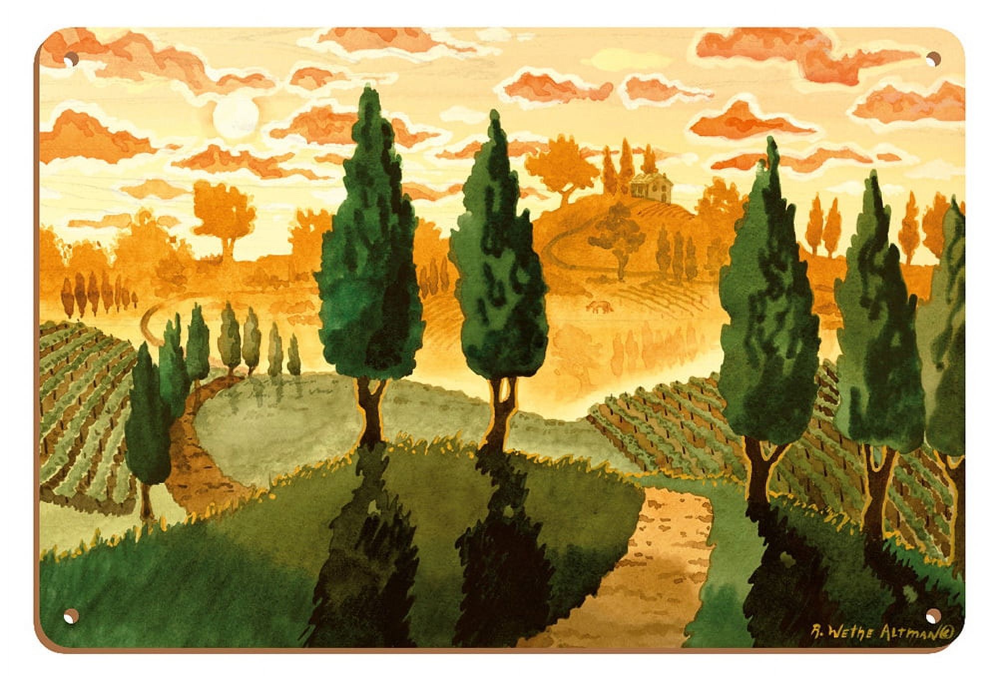 Tuscan Sunset - Tuscany Italy - Italian Vineyards Cypress Trees - From ...
